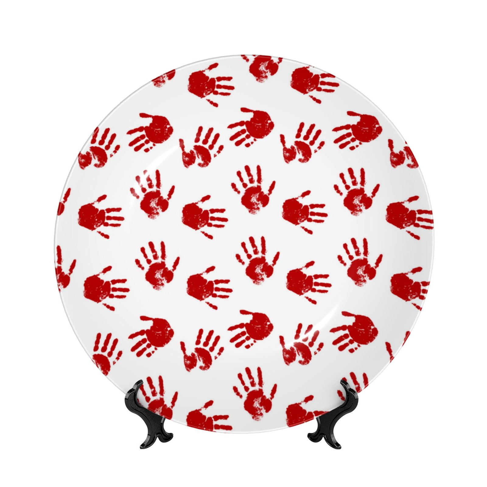 Cauagu Bloody Hand Print Bone China Decorative Plate, Wall Mount Plate ...