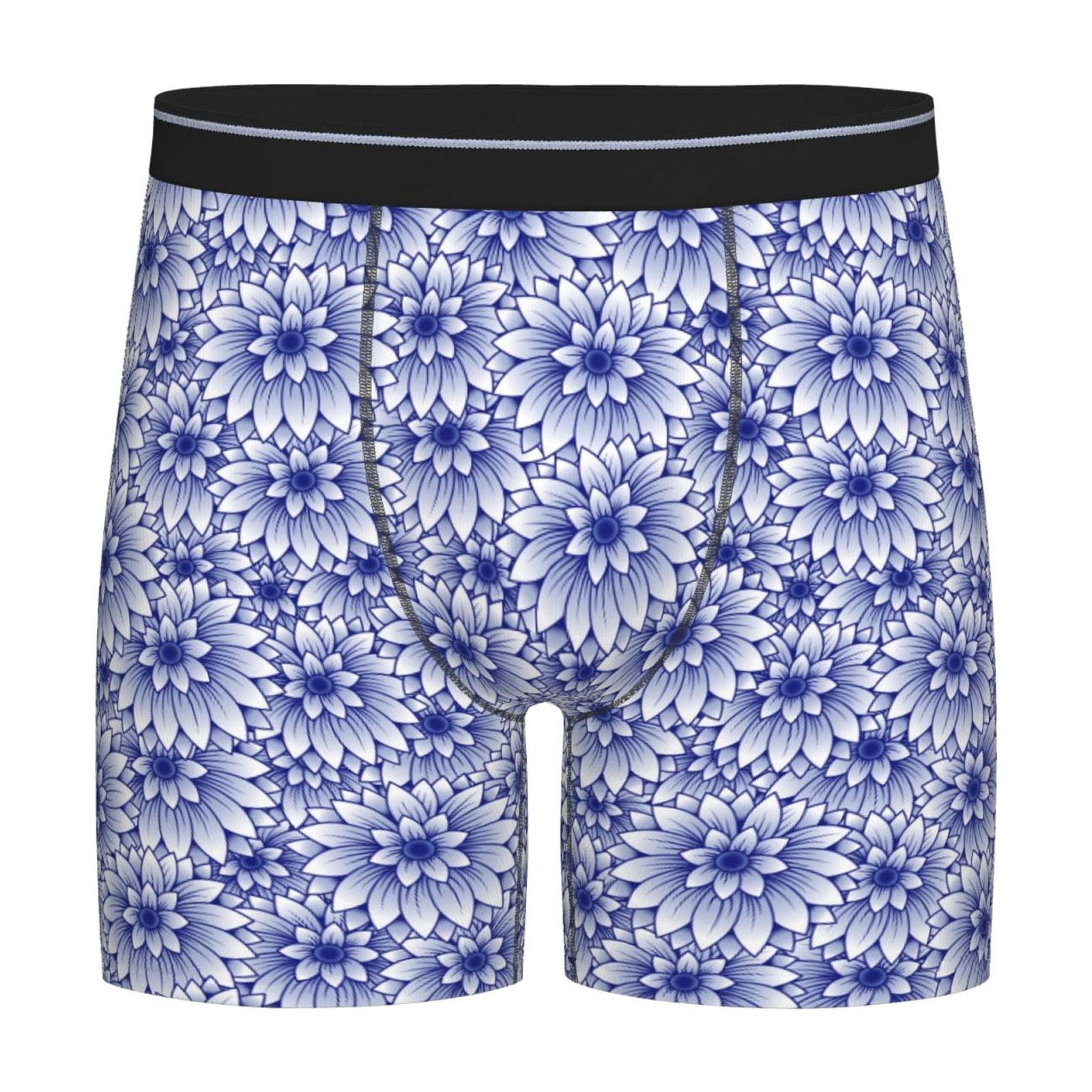 Cauagu Blue And White Flowers Print Men's Boxer Briefs, Funny & Cute ...