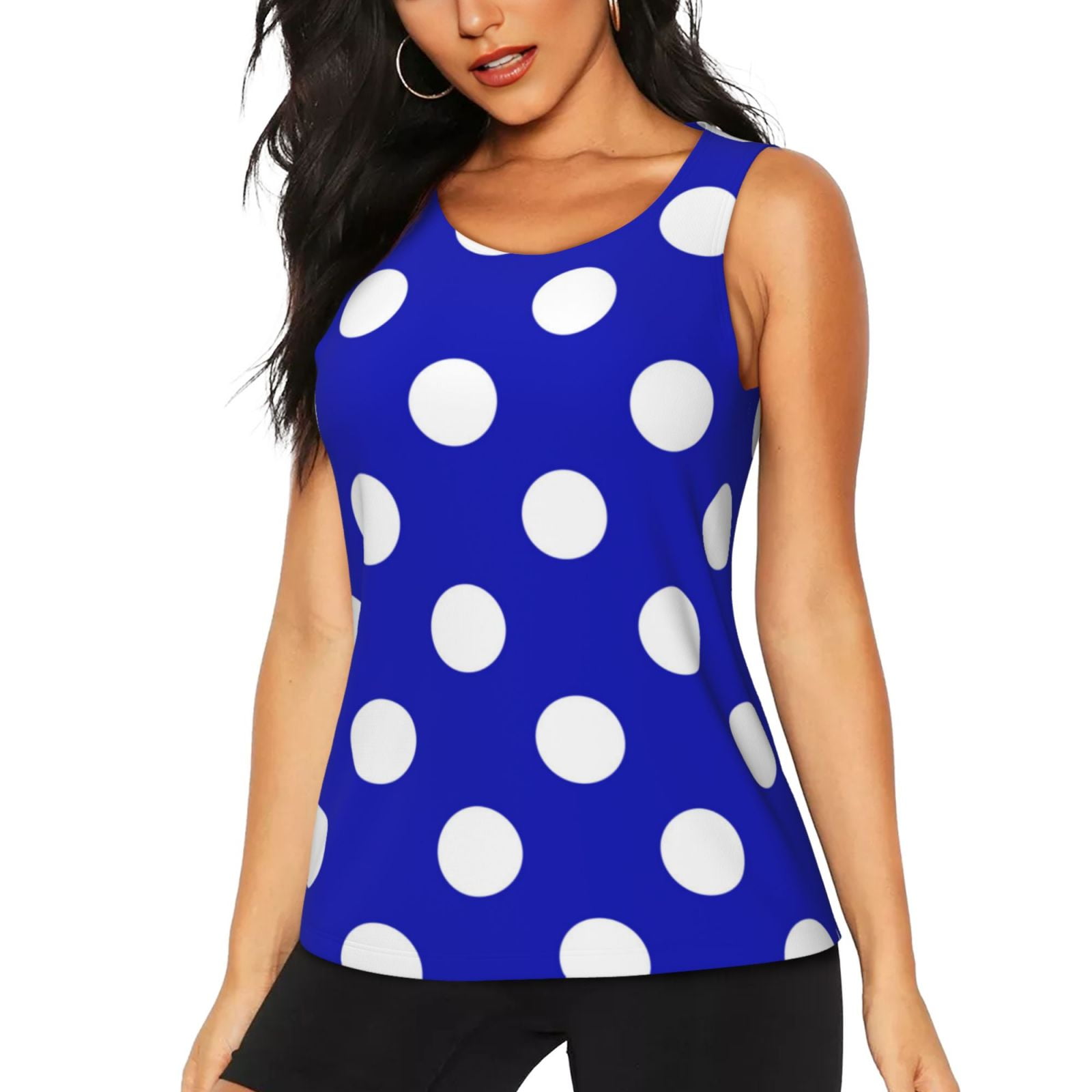 Cauagu Blue And White Polka Dot for Women's Workout Tank Tops ...