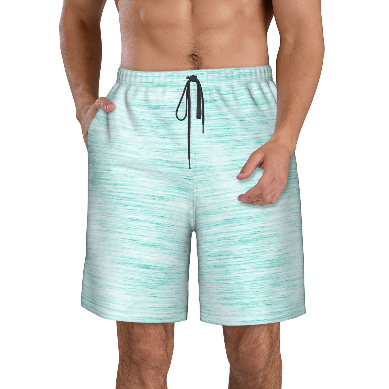 Cauagu Blue Bright Print Men's Swim Trunks,Hawaiian Bathing Suit ...