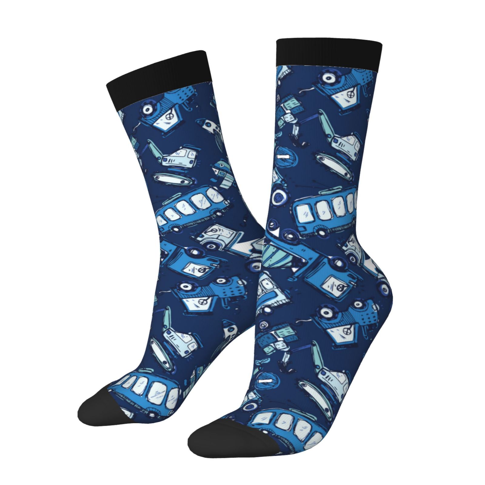 Cauagu Blue Bus Print Crew Socks for Women and Men,Adult Athletic ...