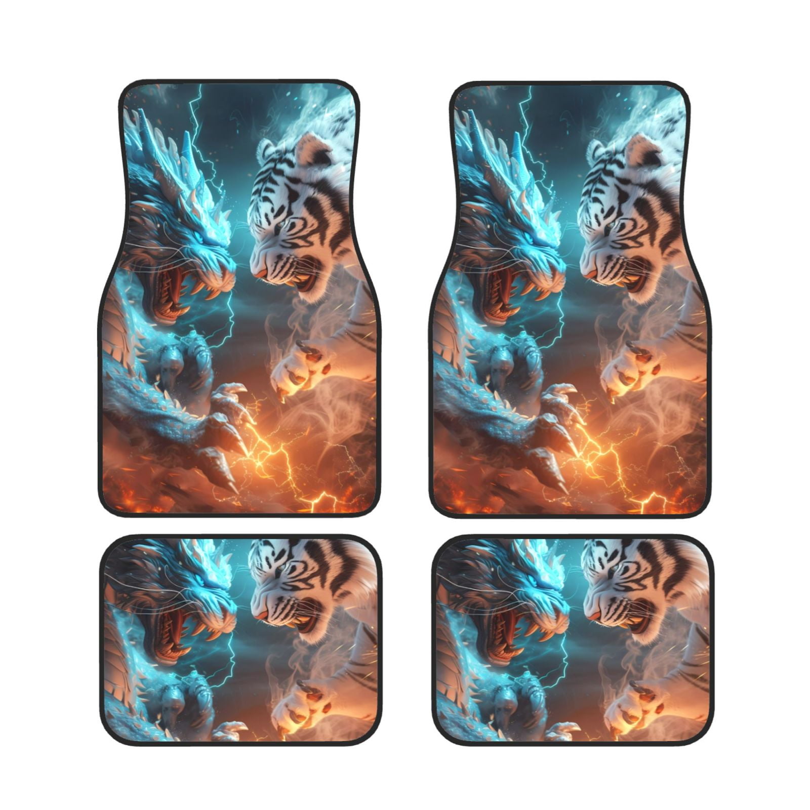 Cauagu Blue Dragon And White Tiger Pattern Car Floor Mat Set of 4,Car ...
