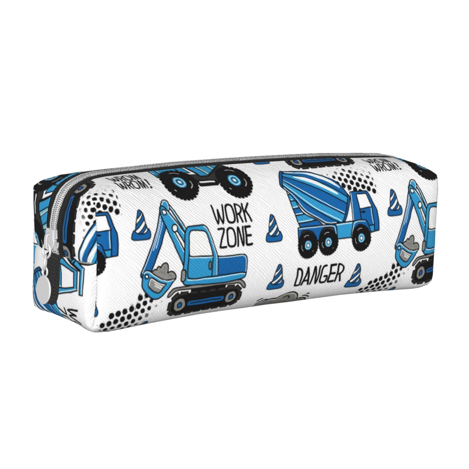 Cauagu Blue Excavator Print Leather Pencil Pen Case - Stationery Bag ...