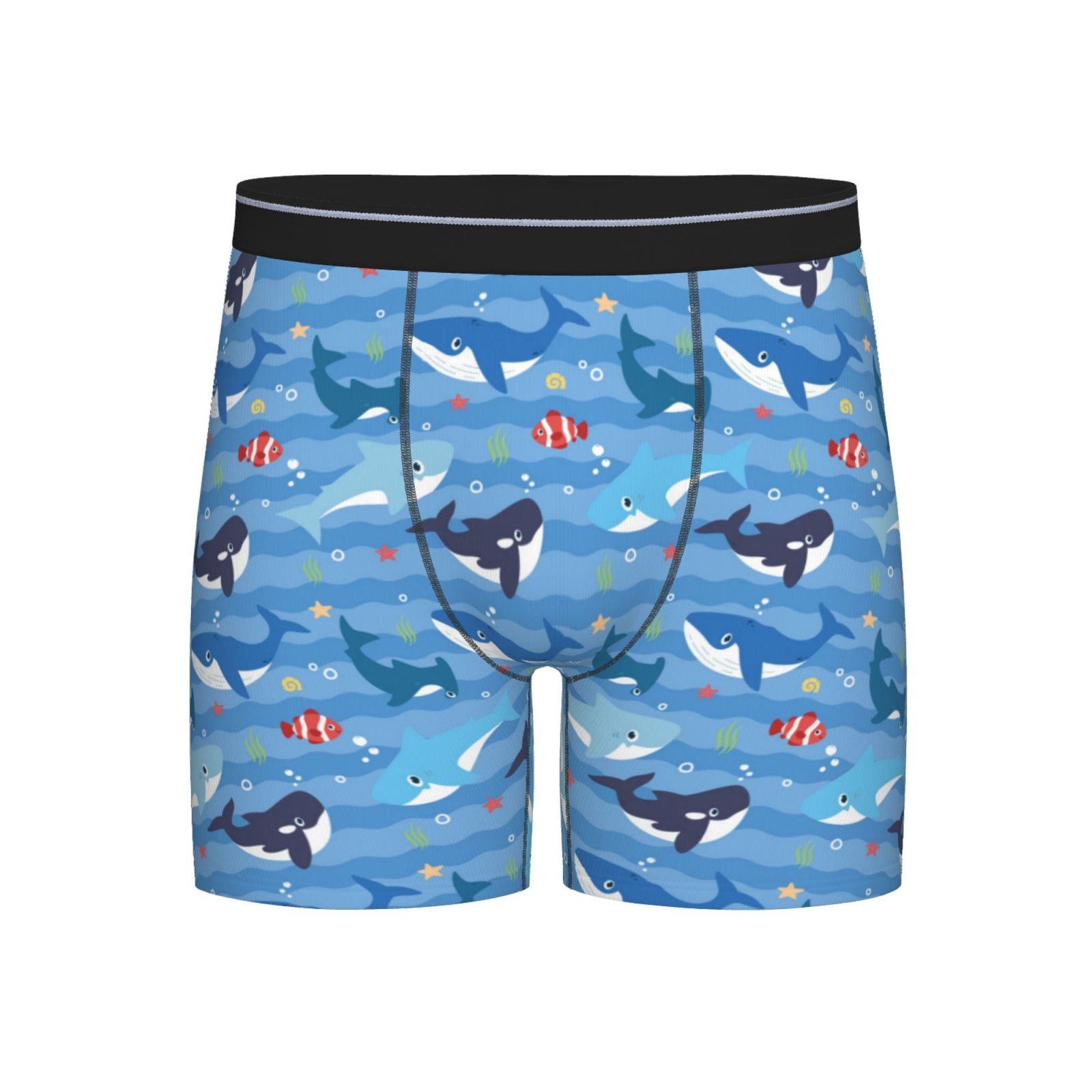 Cauagu Blue Fish Print Men's Boxer Briefs, Funny & Cute Underwear ...