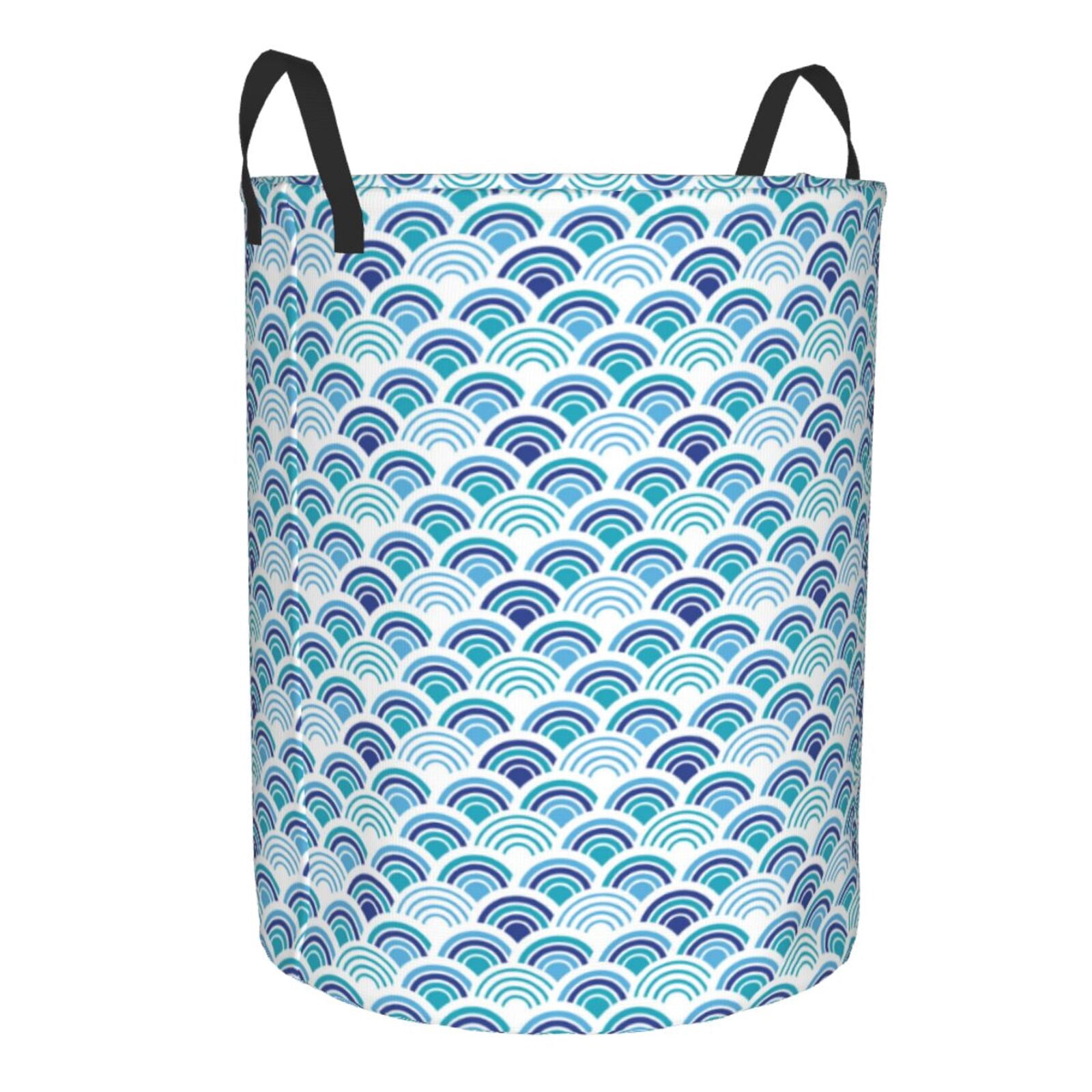 Cauagu Blue Fish Scale Texture for Laundry Basket,Collapsible Organizer ...