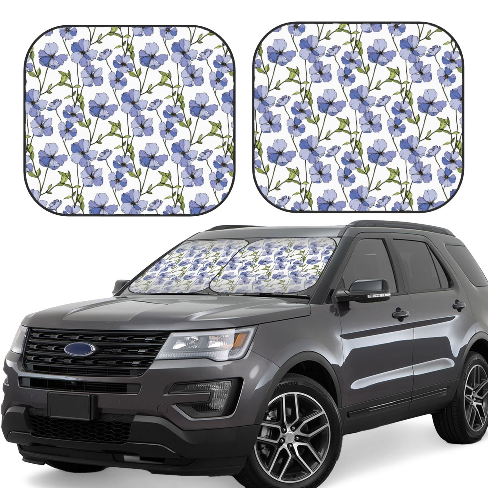 Cauagu Blue Flax Flowers Cauagu {designName} Print Foldable Car ...