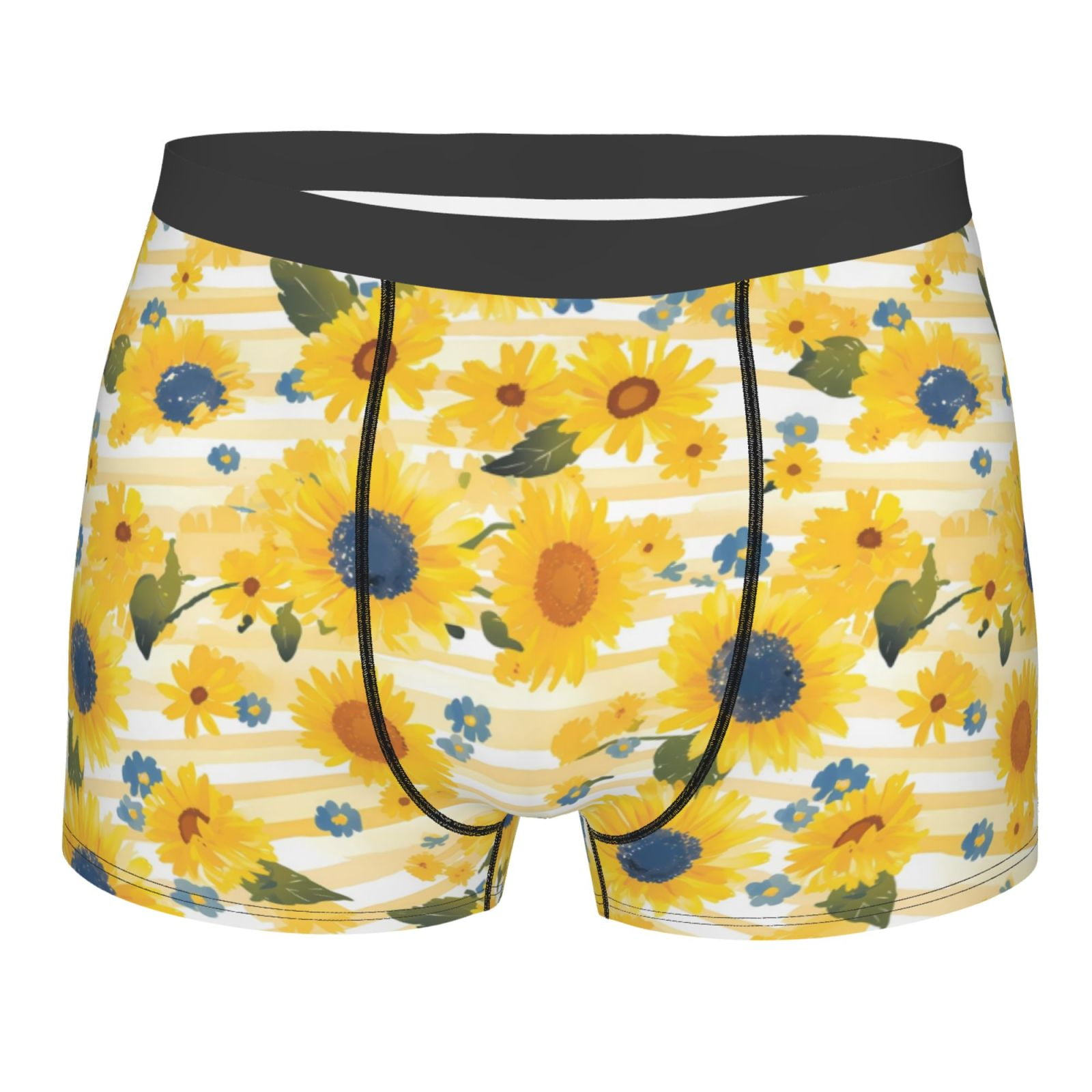 Cauagu Blue Floral Sunflower Print Boxer Briefs for Men,Comfortable ...