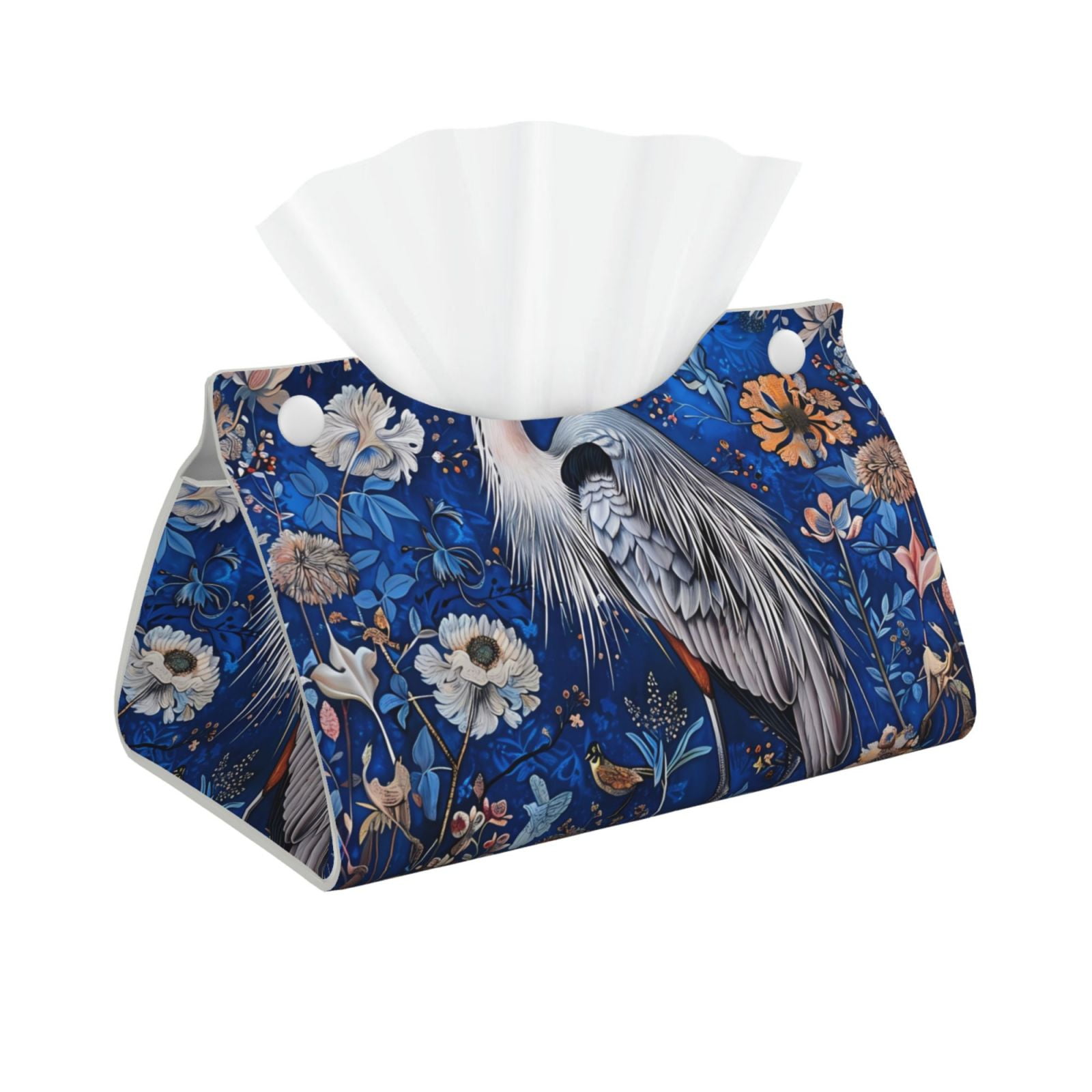 Cauagu Blue Heron Floral Garden for Large Tissue Box Cover Rectangular ...