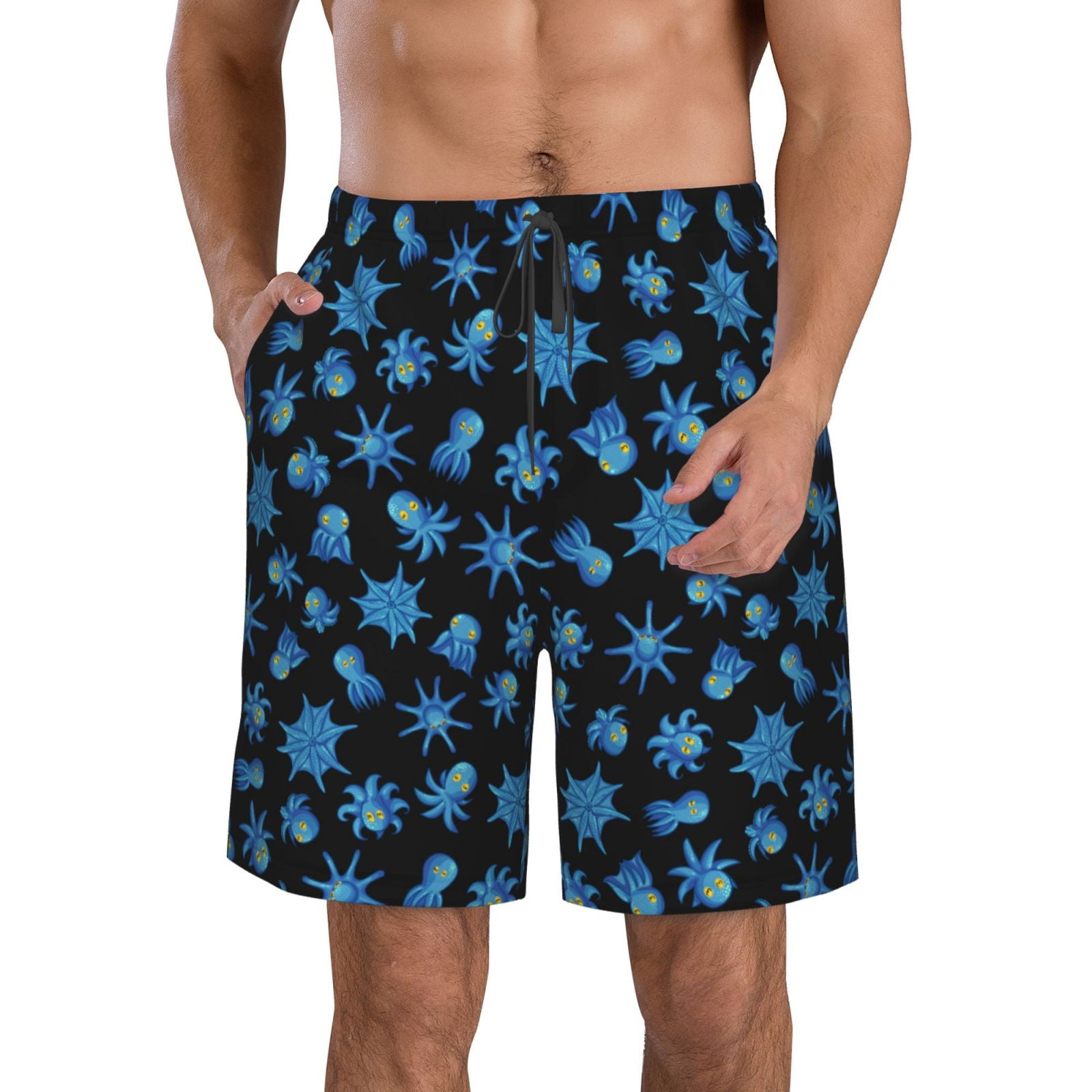 Cauagu Blue Octopus Print Men's Swim Trunks,Hawaiian Bathing Suit ...