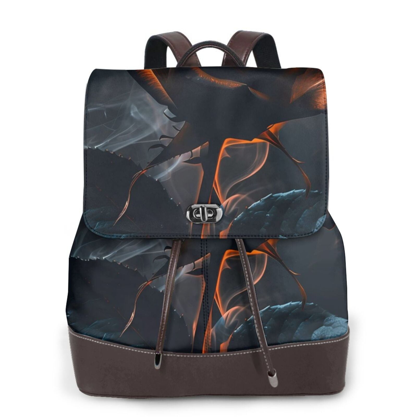 Cauagu Blue and Red Roses Artwork Print Women's PU Leather Backpack ...