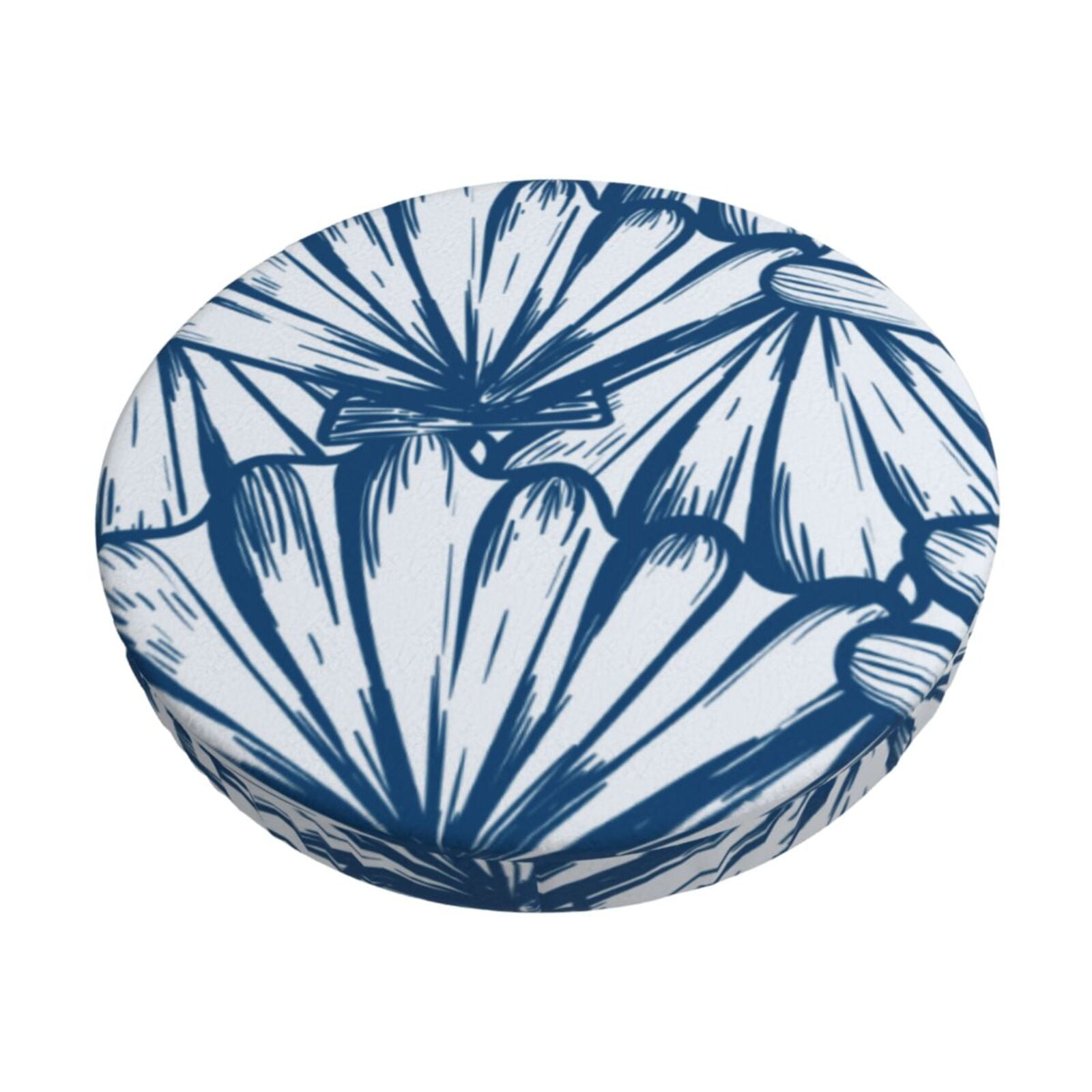 Cauagu Blue Shells Print Round Stool Covers,Seat Cushion for Round Bar ...