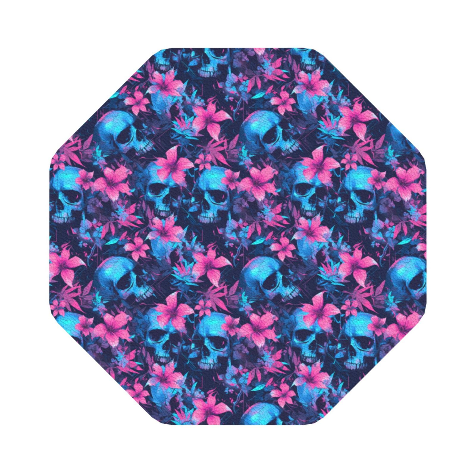 Cauagu Blue Skull Flower for Round Coaster,Drink Coasters Set of 4 ...