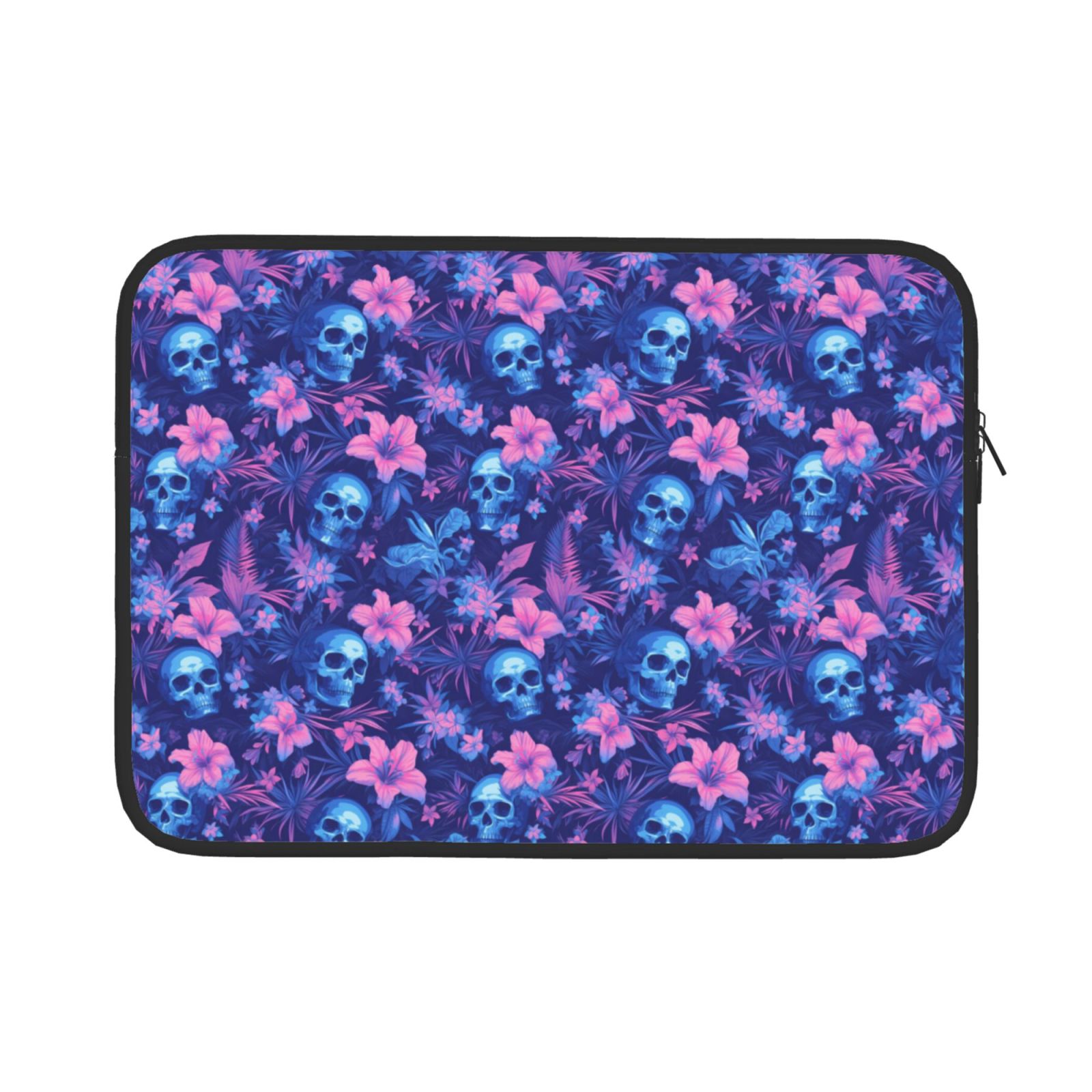 Cauagu Blue Skull Leaf Print Laptop Sleeve Case, Laptop Cover Portable ...