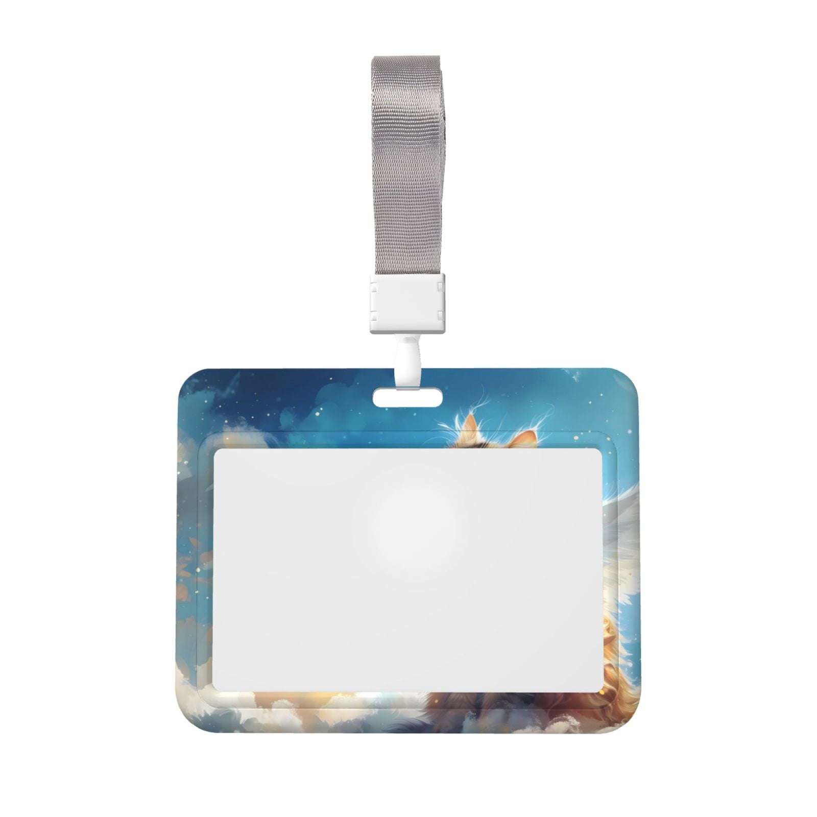 Cauagu Blue Sky Winged Cat for ID Badge Holder,Badge Holder with ...