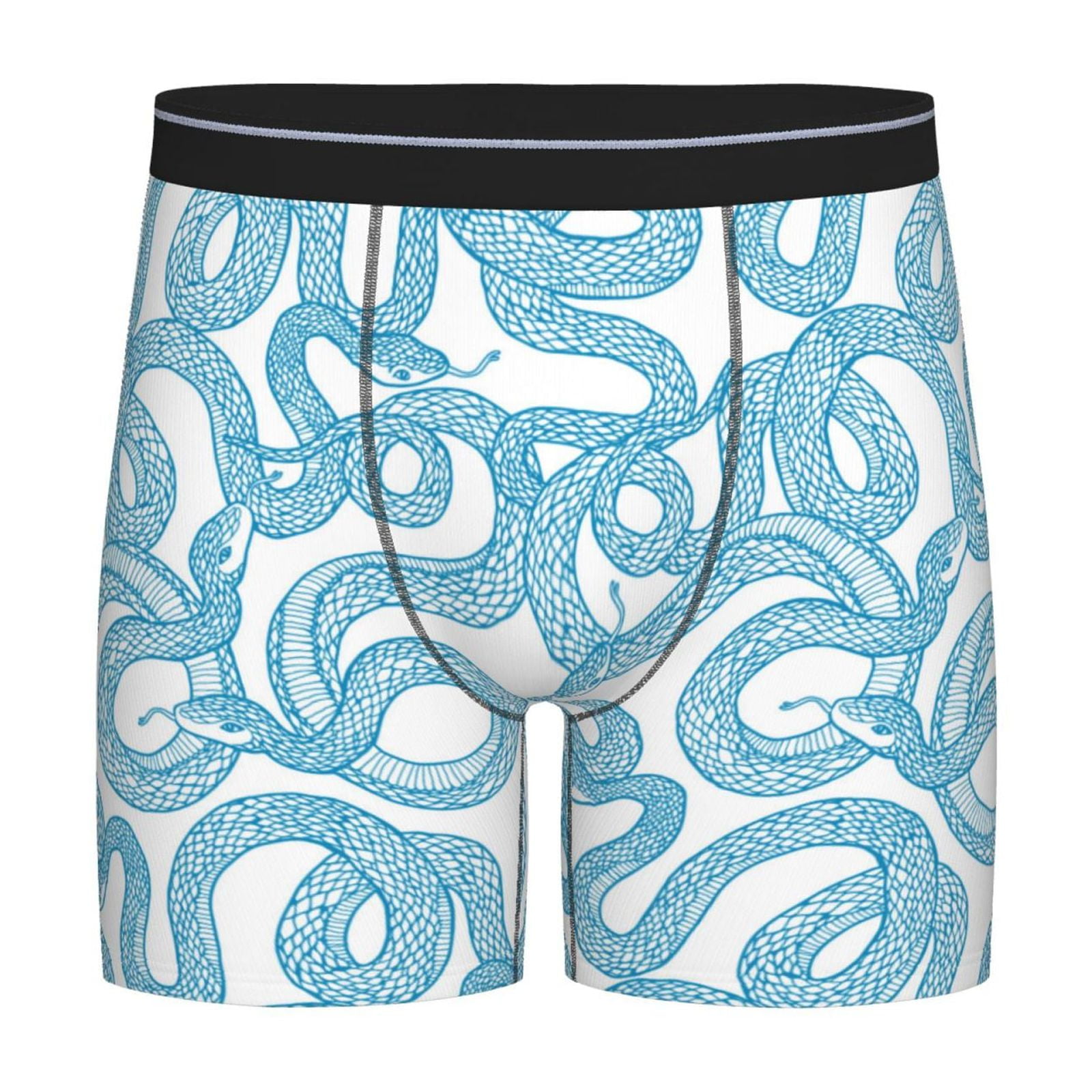 Cauagu Blue Snake Print Men's Boxer Briefs, Funny & Cute Underwear ...