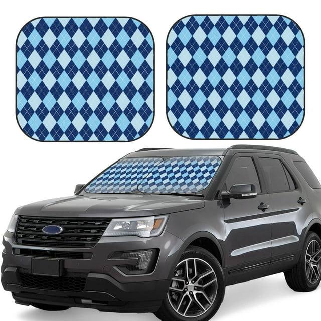 Cauagu Blue Squares Cauagu {designName} Print Foldable Car Windshield ...
