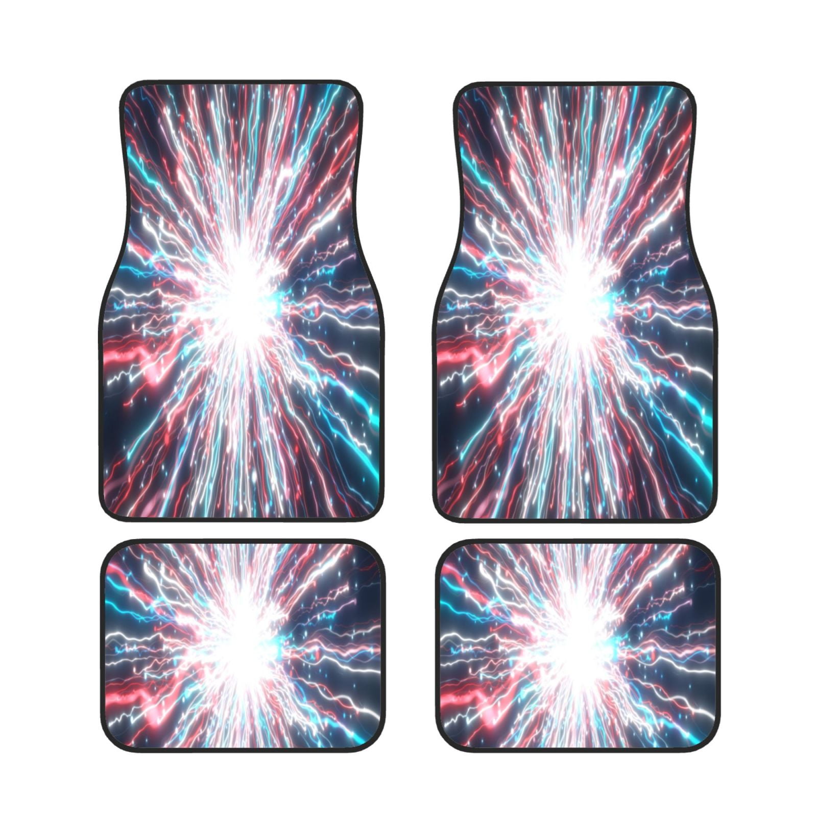 Cauagu Blue Swirl Fireworks Pattern Car Floor Mat Set of 4,Car Carpet ...