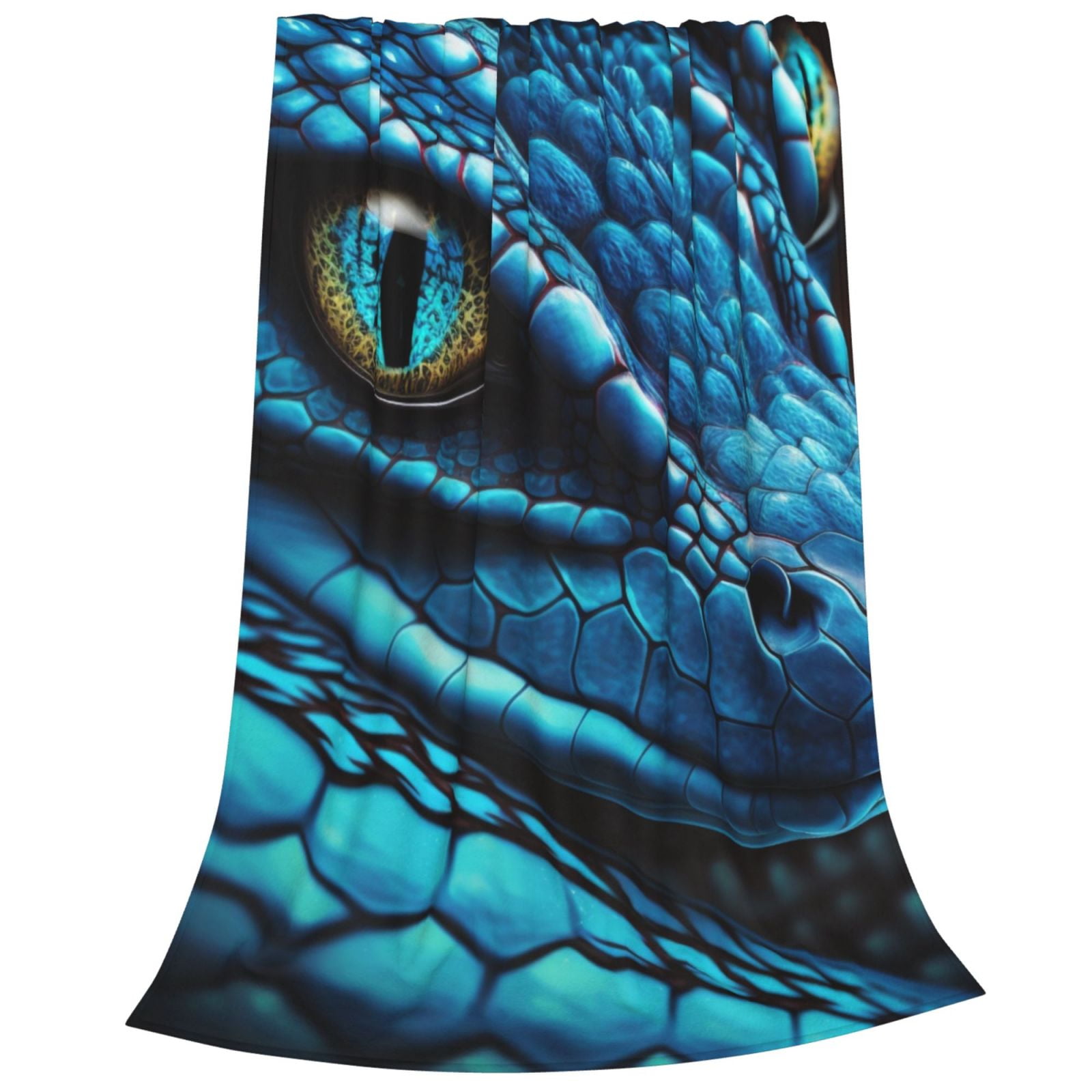 Cauagu Blue Viper Snake Closeup Face Pattern Flannel Bed Blankets ...