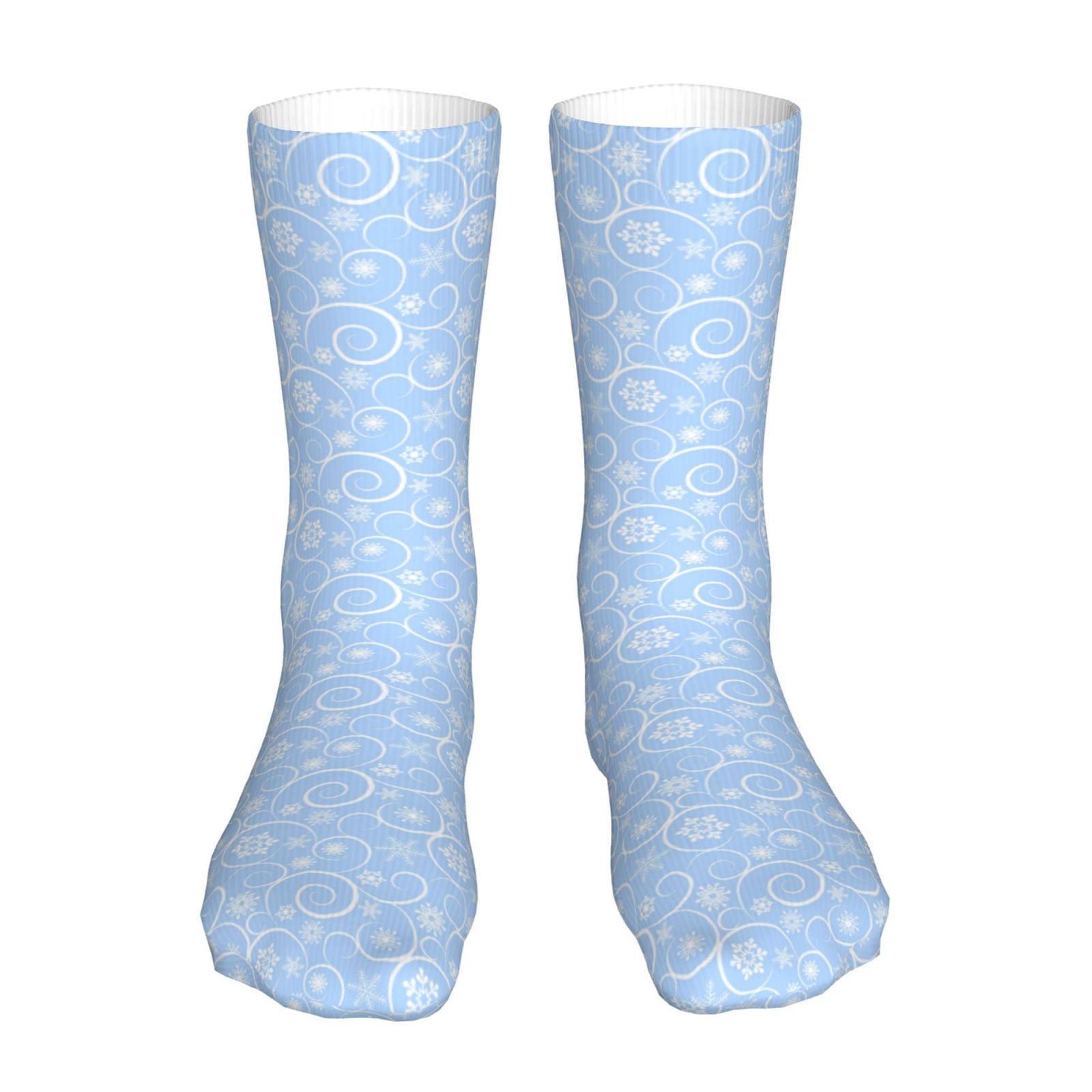 Cauagu Blue snowflakes elegant Pattern Fun Novelty Crew Socks,Casual ...