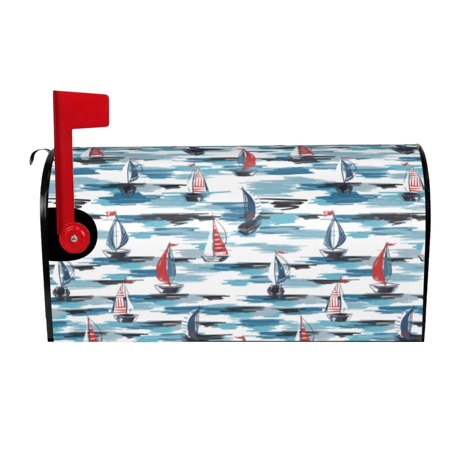 Cauagu Boat In Ocean Pattern Magnetic Mailbox Covers, Mailbox Cover ...