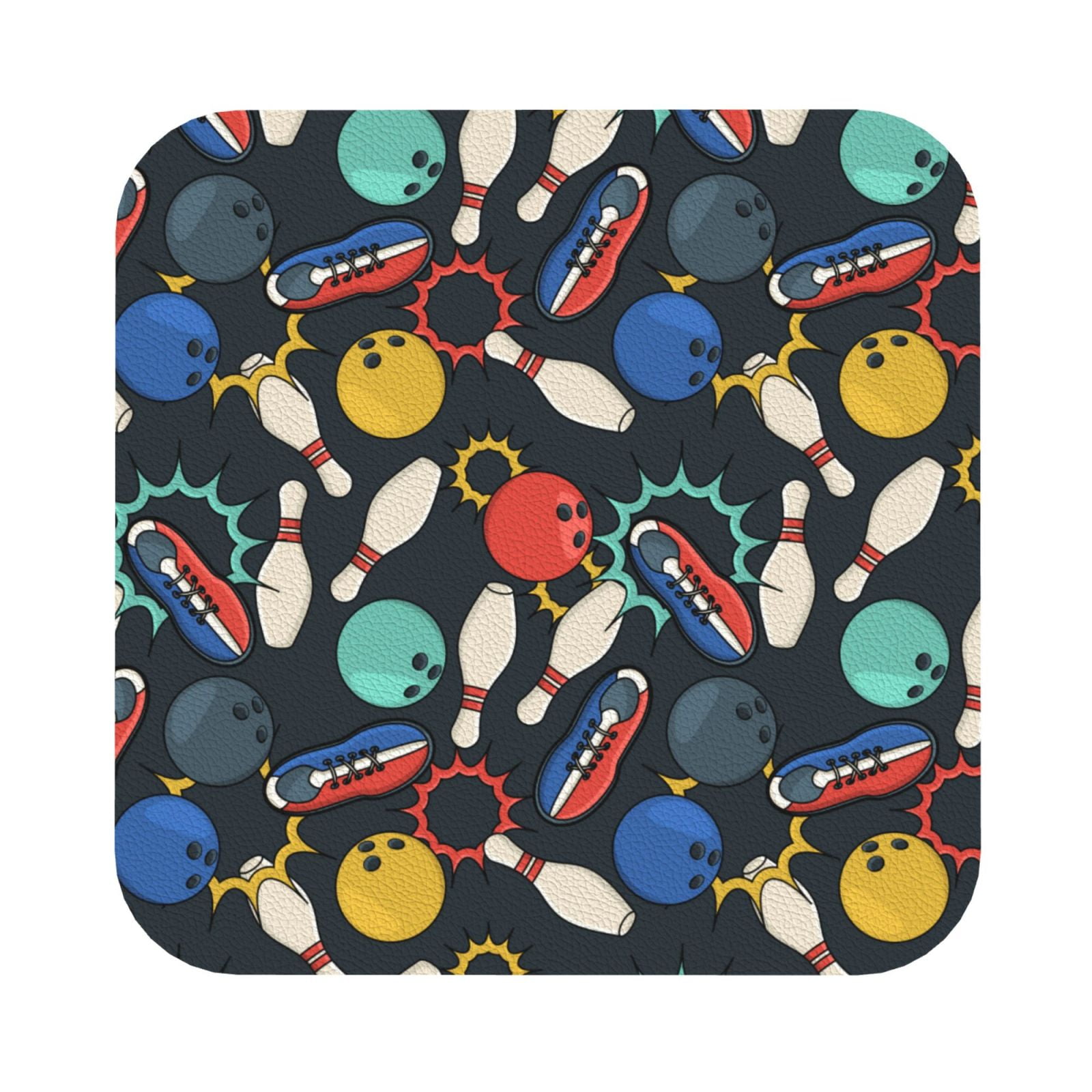 Cauagu Bowling Ball for Round Coaster,Drink Coasters Set of 4 Leather ...