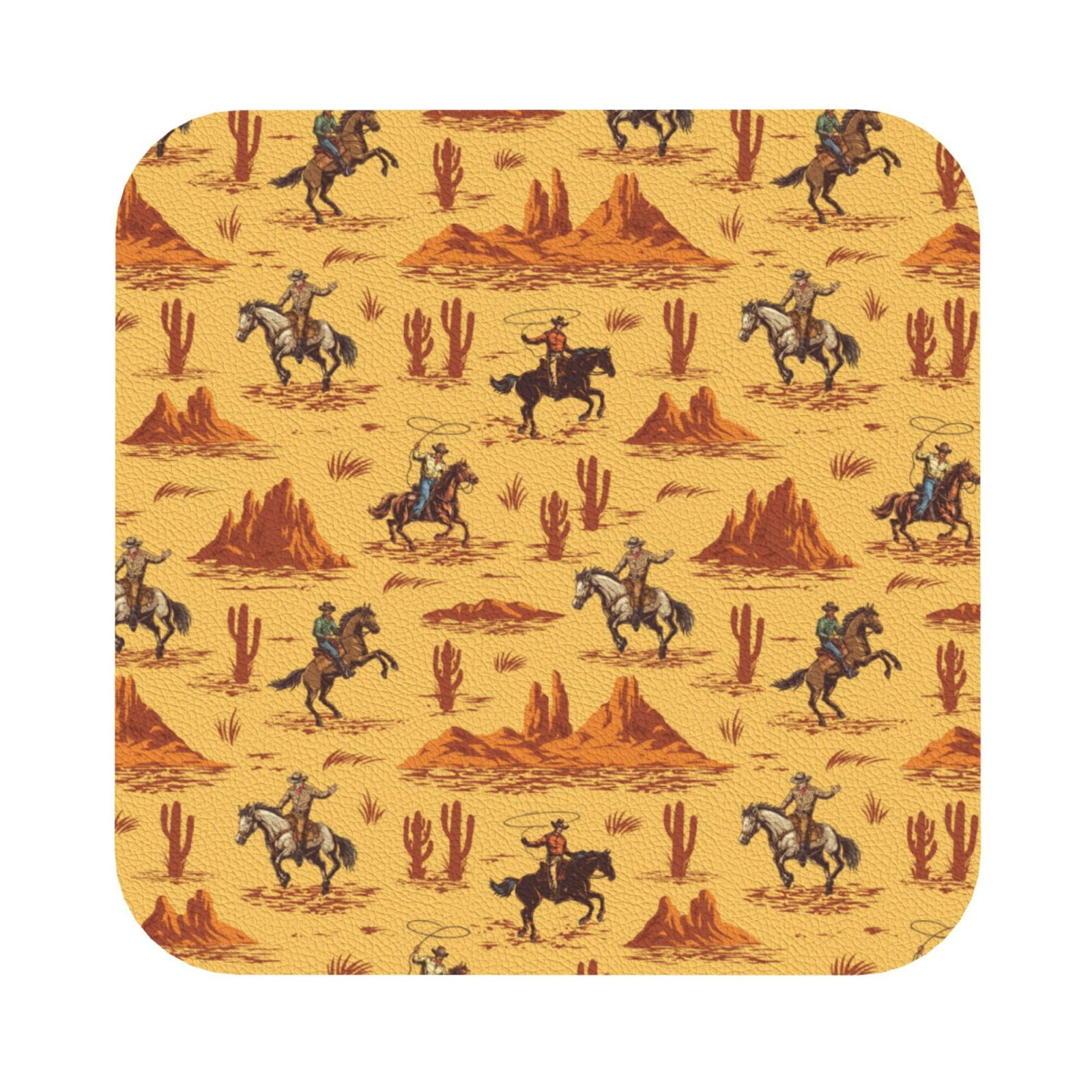 Cauagu Brave Cowboys for Round Coaster,Drink Coasters Set of 4 Leather ...
