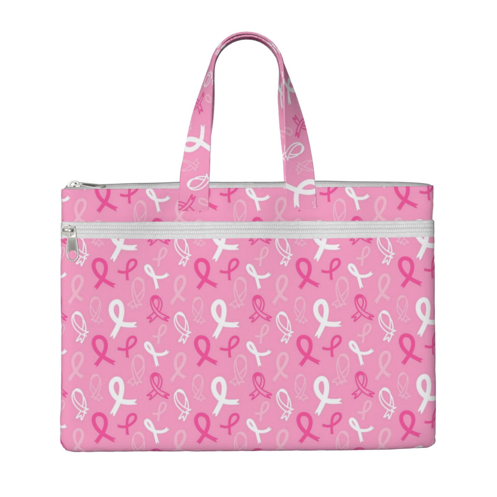 Cauagu Breast Cancer Awareness (3) Pattern Canvas Tote File Bag, Zipper ...