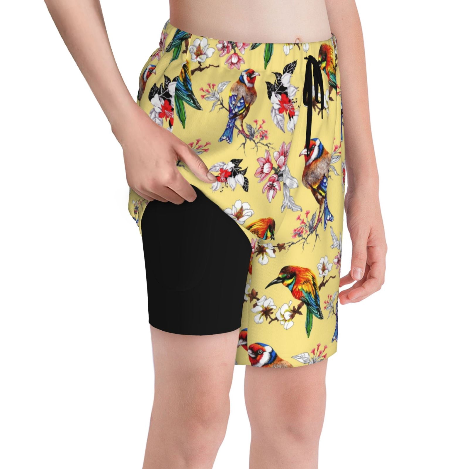 Cauagu Bright Birds Print Swim Trunks for Men,Youth Boys Swim Shorts ...