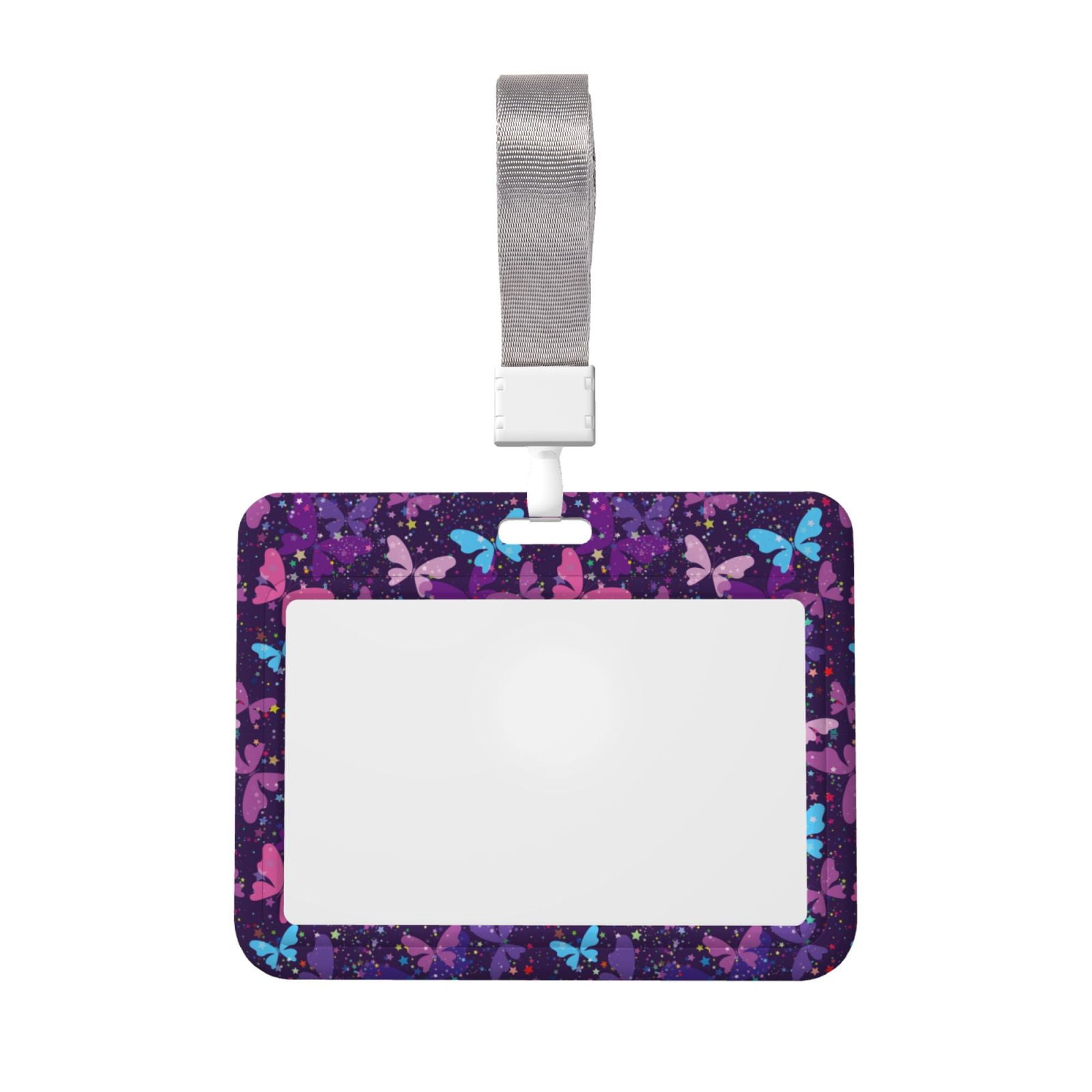 Cauagu Bright Purple Butterflies for ID Badge Holder,Badge Holder with ...