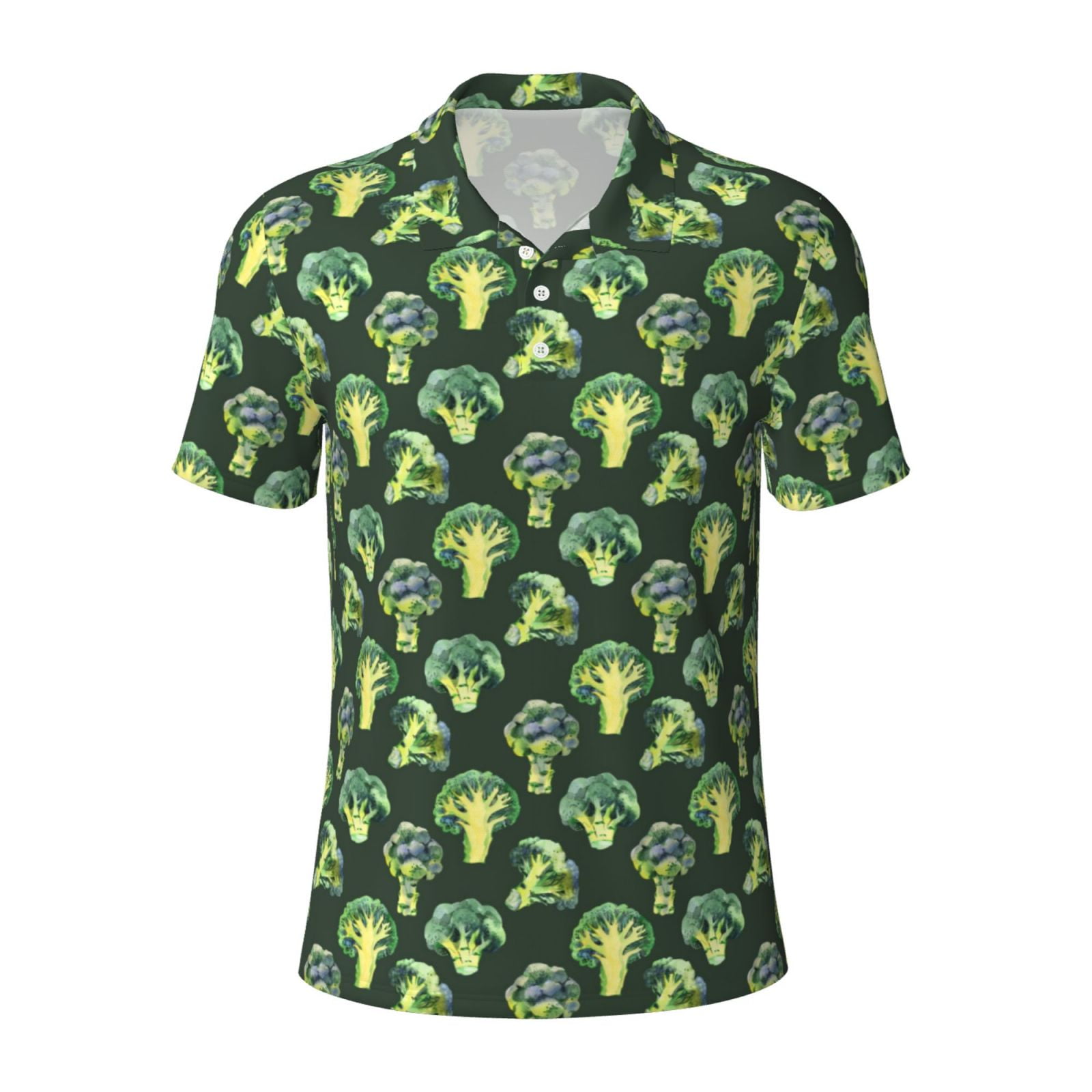 Cauagu Broccoli 3 Print Men's Polo Shirts, Short-Sleeve Polo Shirts for ...