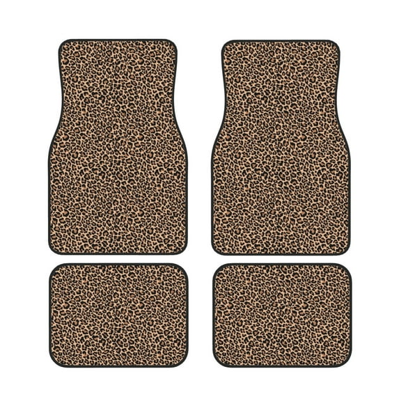 Cauagu Brown Leopard Pattern Car Floor Mat Set of 4,Car Carpet Mats Car ...