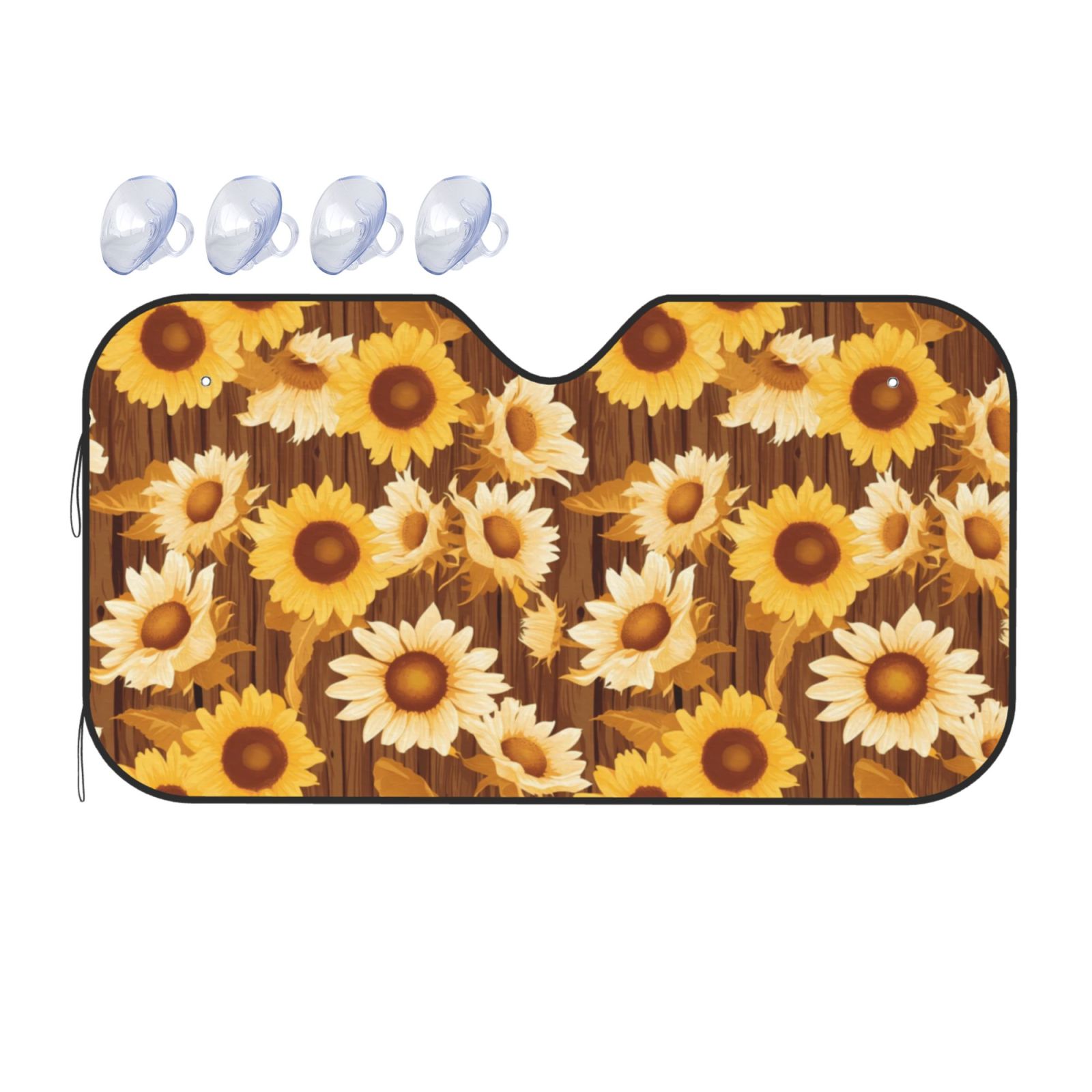 Cauagu Brown Wood Grain Sunflower B Print Car Windshield Sunshade,1 ...