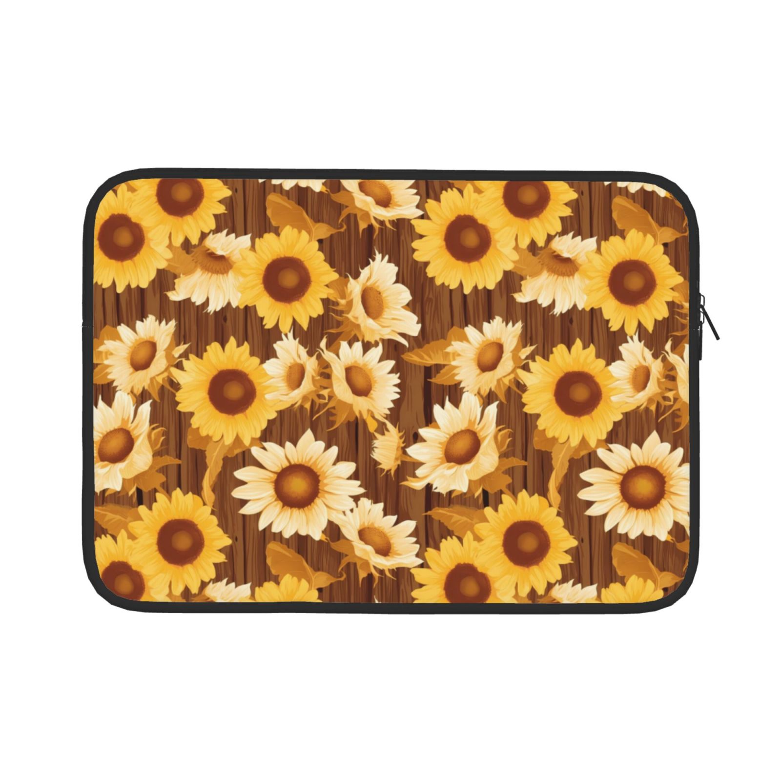 Cauagu Brown Wood Grain Sunflower B Print Laptop Sleeve Case, Laptop ...