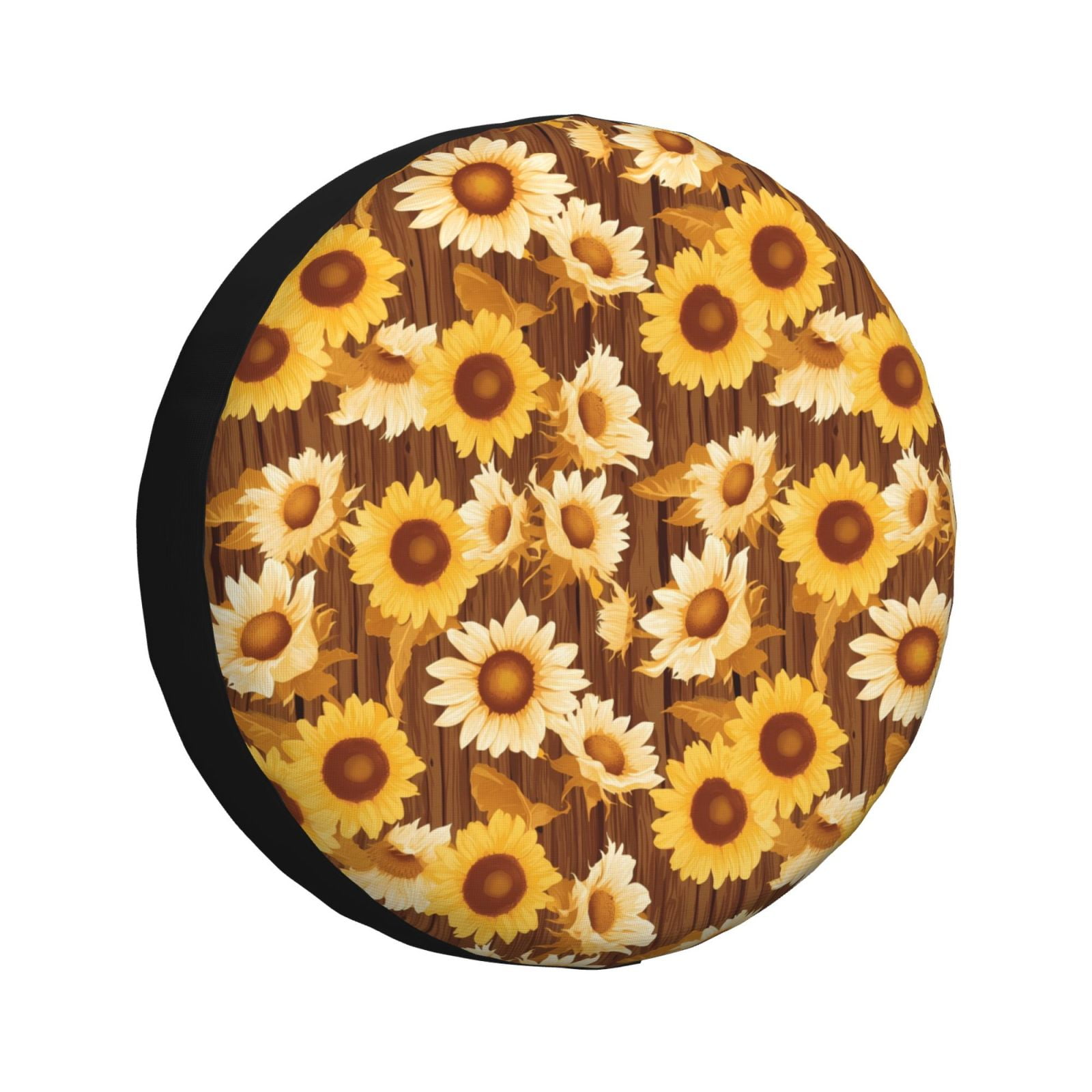 Cauagu Brown Wood Grain Sunflower B for Spare Tire Cover Wheel Protector Universal for Truck SUV ...