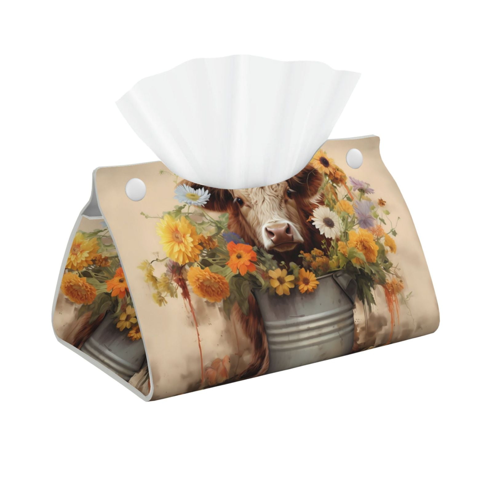 Cauagu Bucket Flower Cow for Large Tissue Box Cover Rectangular–Plus ...