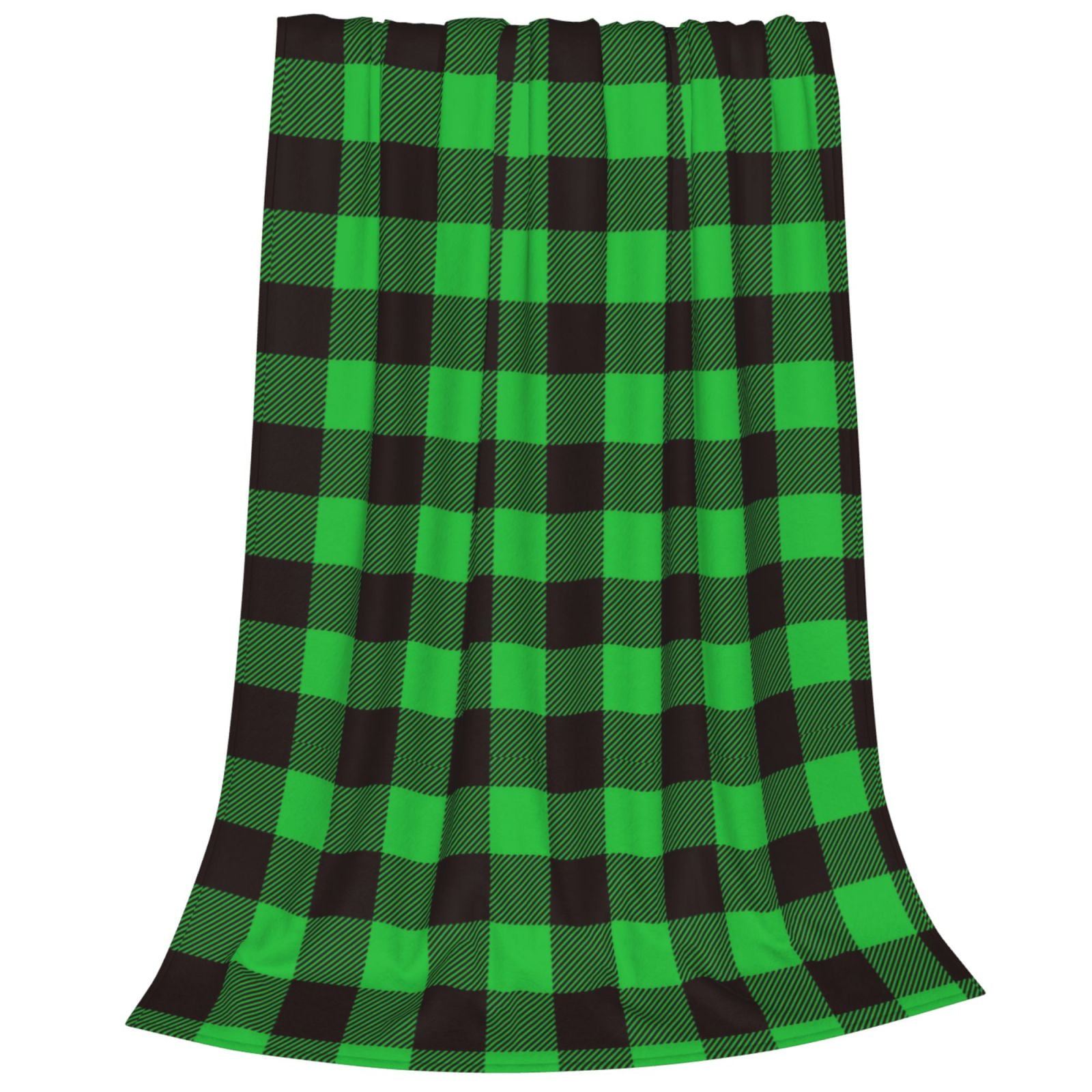 Cauagu Buffalo Plaid Green Black Pattern Flannel Bed Blankets,Fleece ...