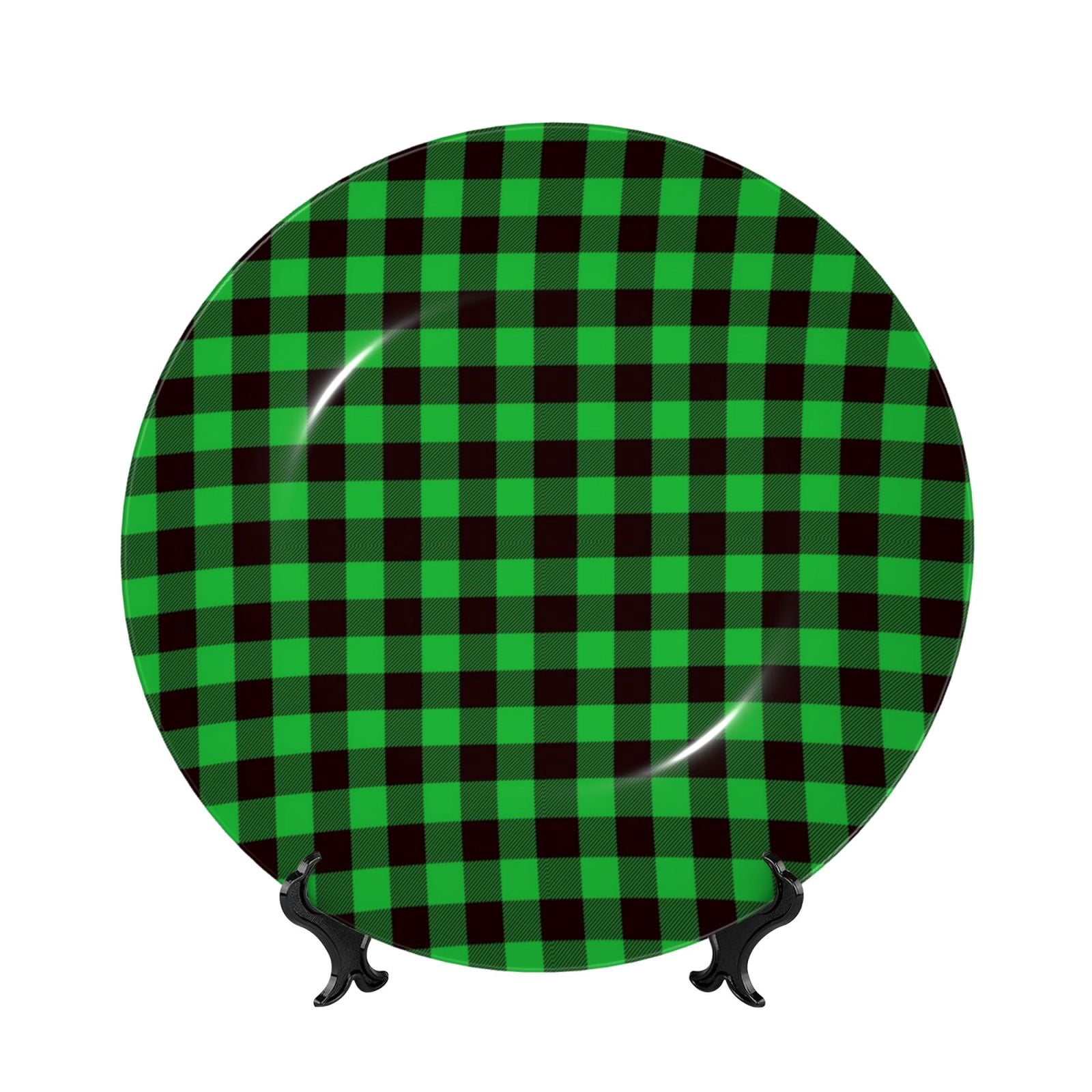 Cauagu Buffalo Plaid Green Black Print Bone China Decorative Plate ...
