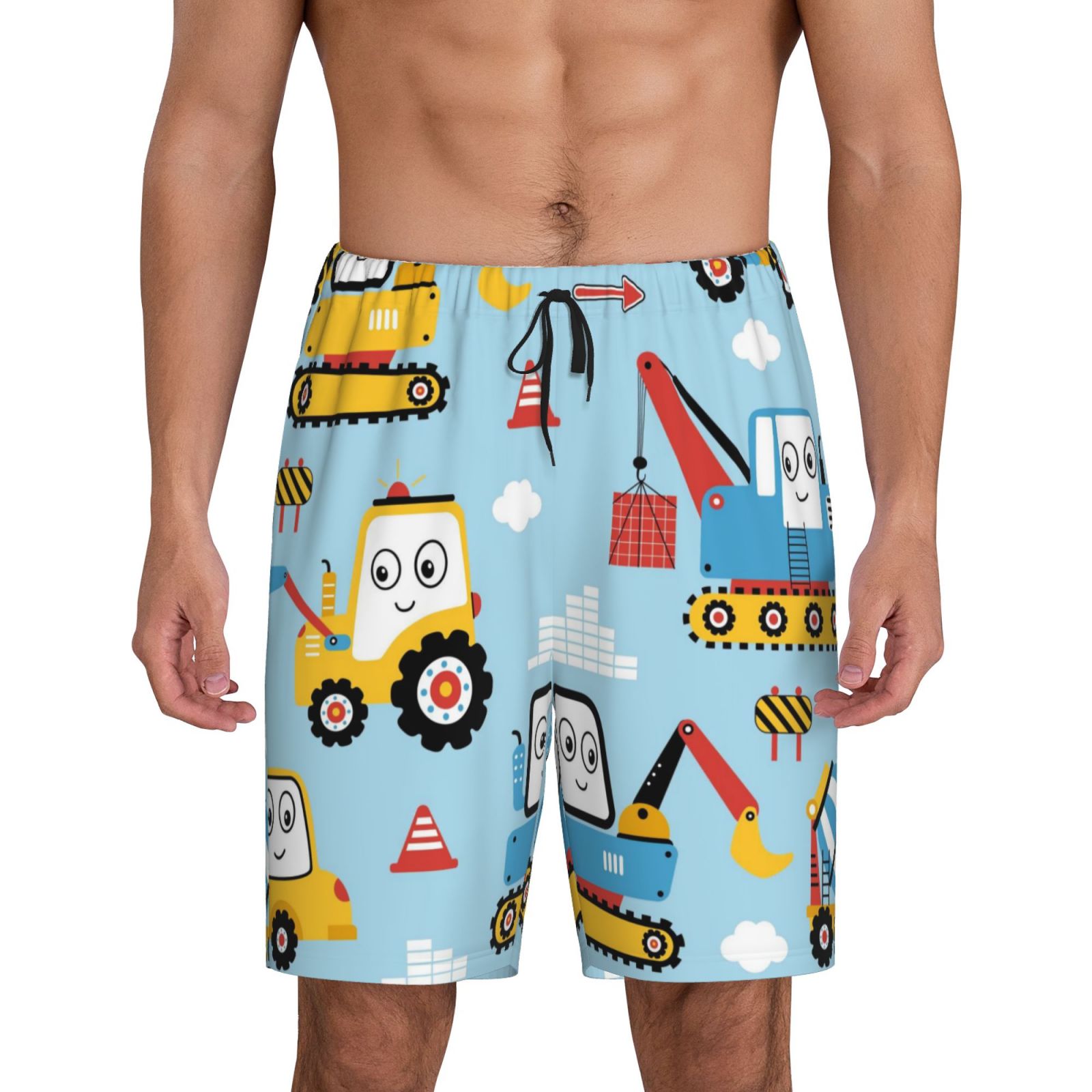 Cauagu Building Truck Print Pajama Bottoms for Men Sleep Pajama Shorts ...