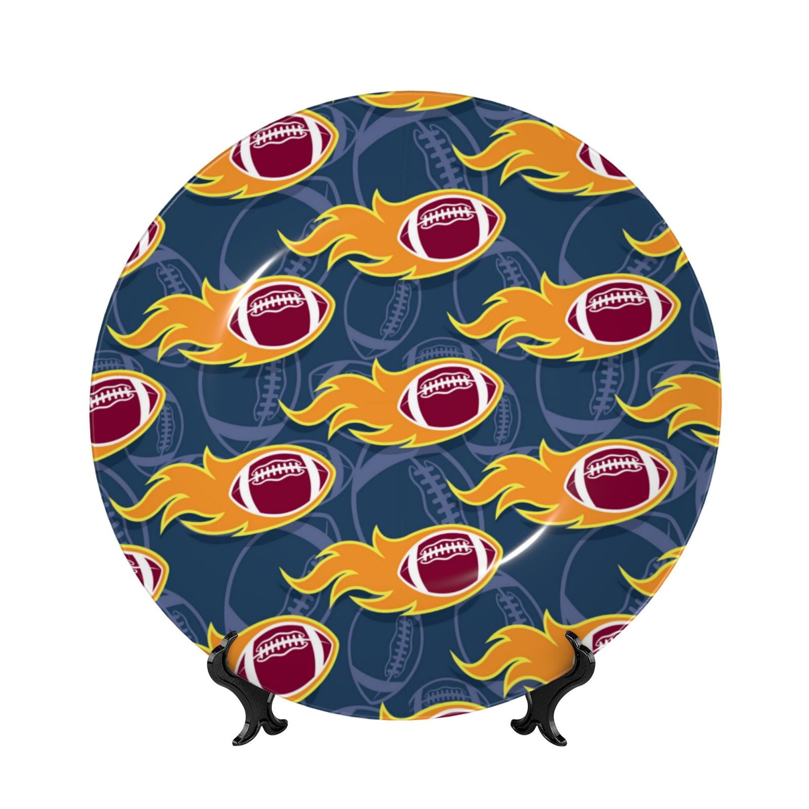 Cauagu Burning Rugby Balls Print Bone China Decorative Plate, Wall ...
