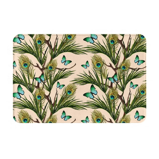Cauagu Butterflies And Peacock Feathers Print Front Door Mat for Indoor ...