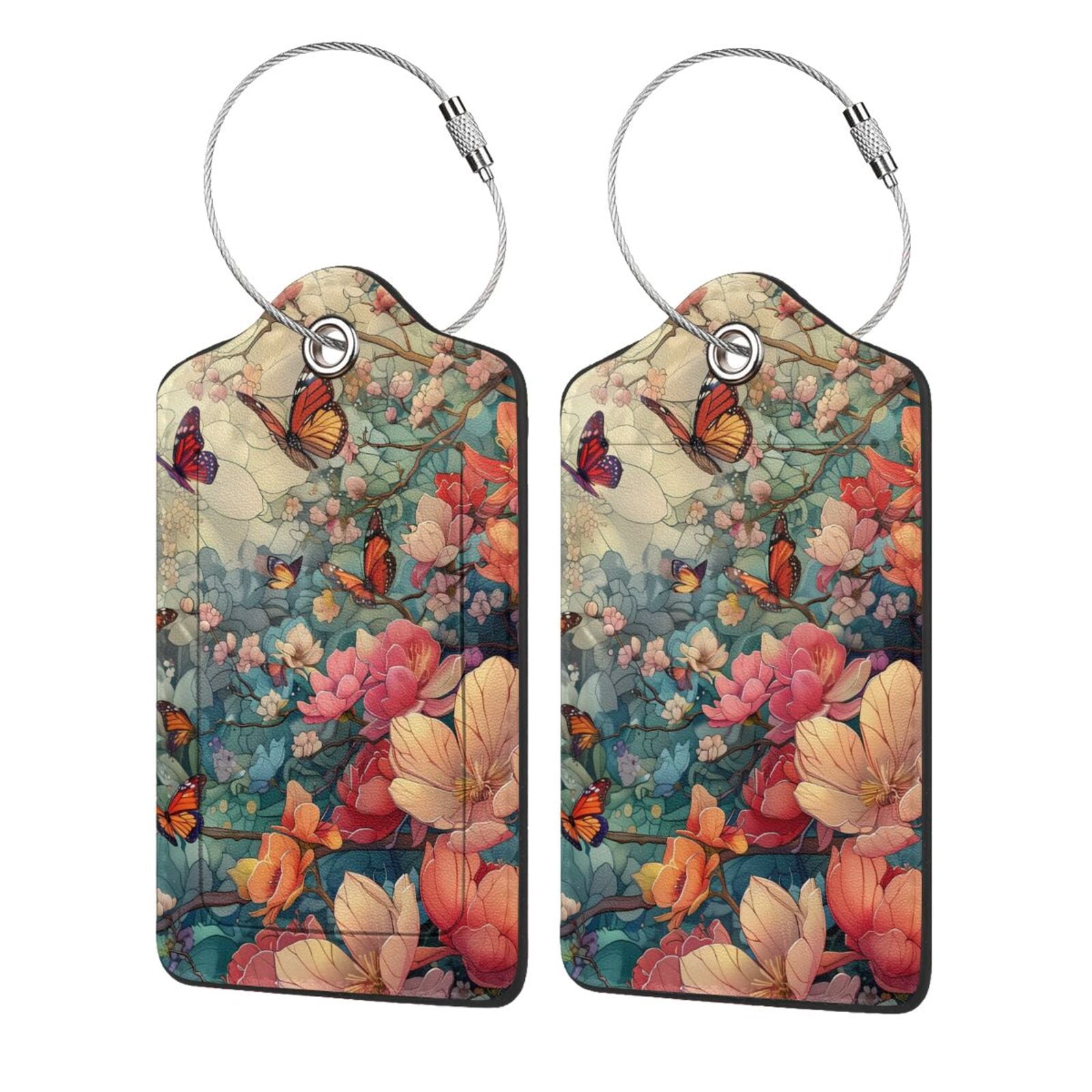 Cauagu Butterflies In Blooming Garden Pattern Luggage Tags,Leather ...