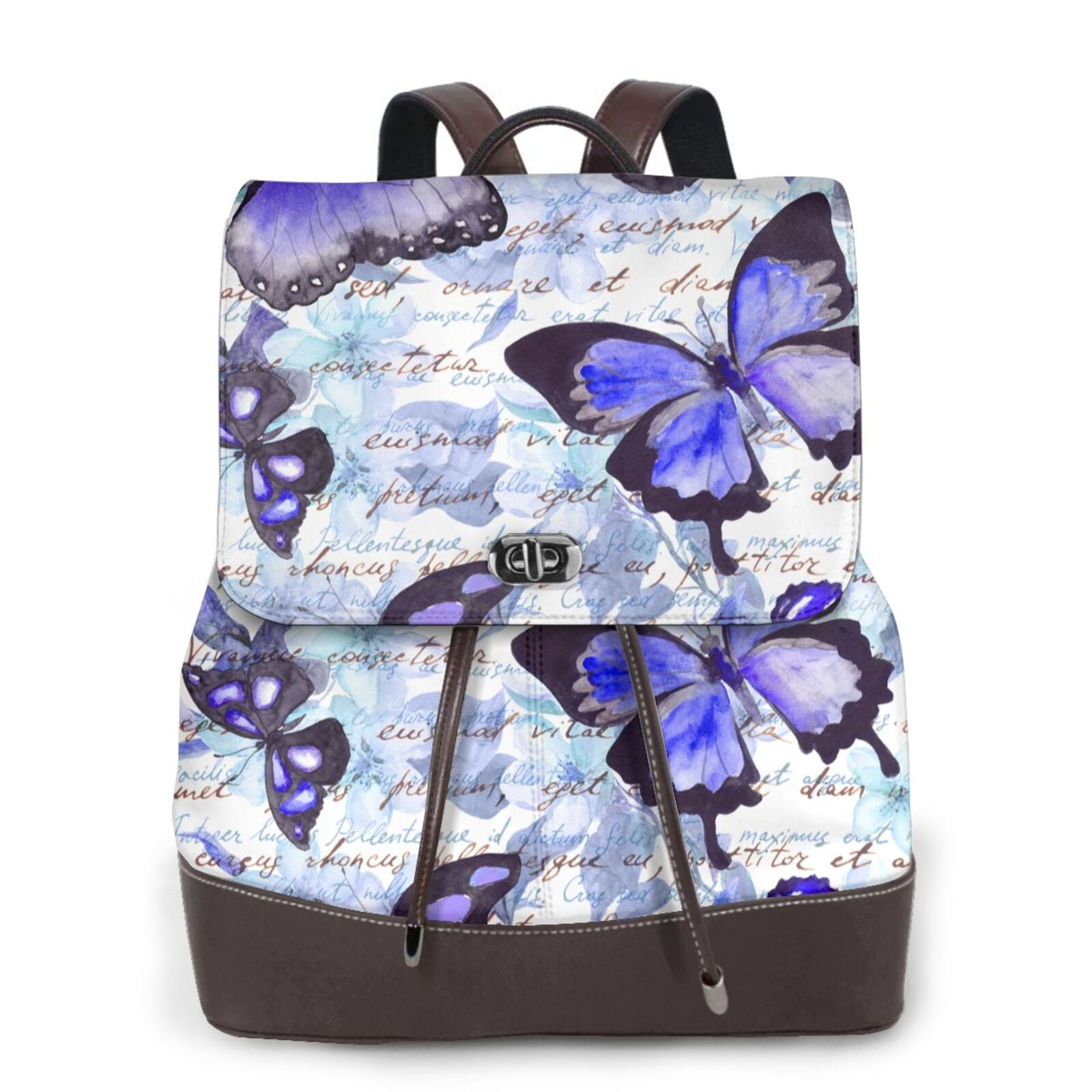 Cauagu Butterflies Print Women's PU Leather Backpack,Fashion ...