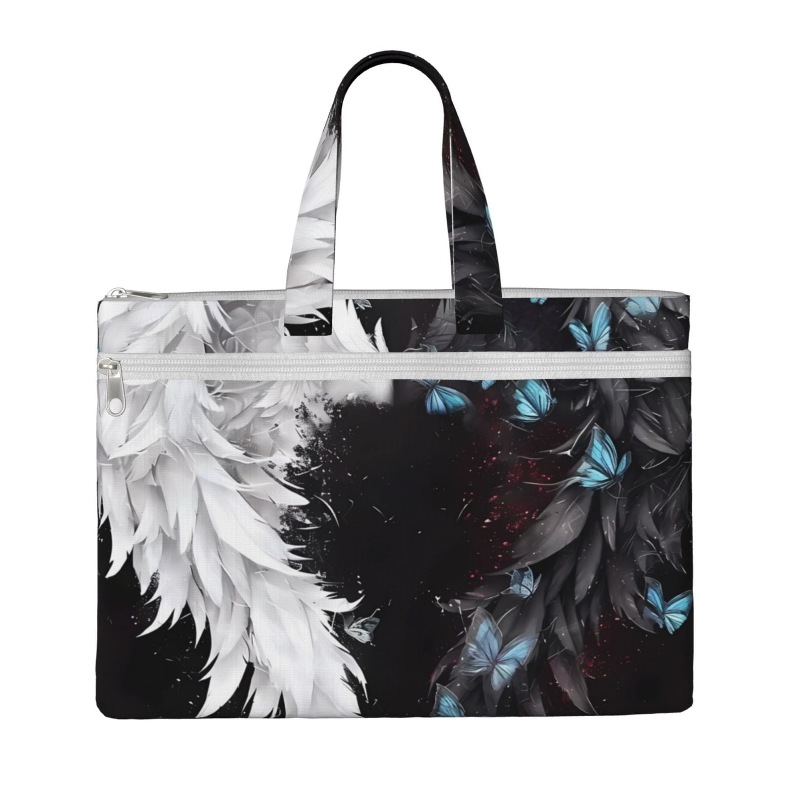 Cauagu Butterfly Angel Wings Art Pattern Canvas Tote File Bag, Zipper ...