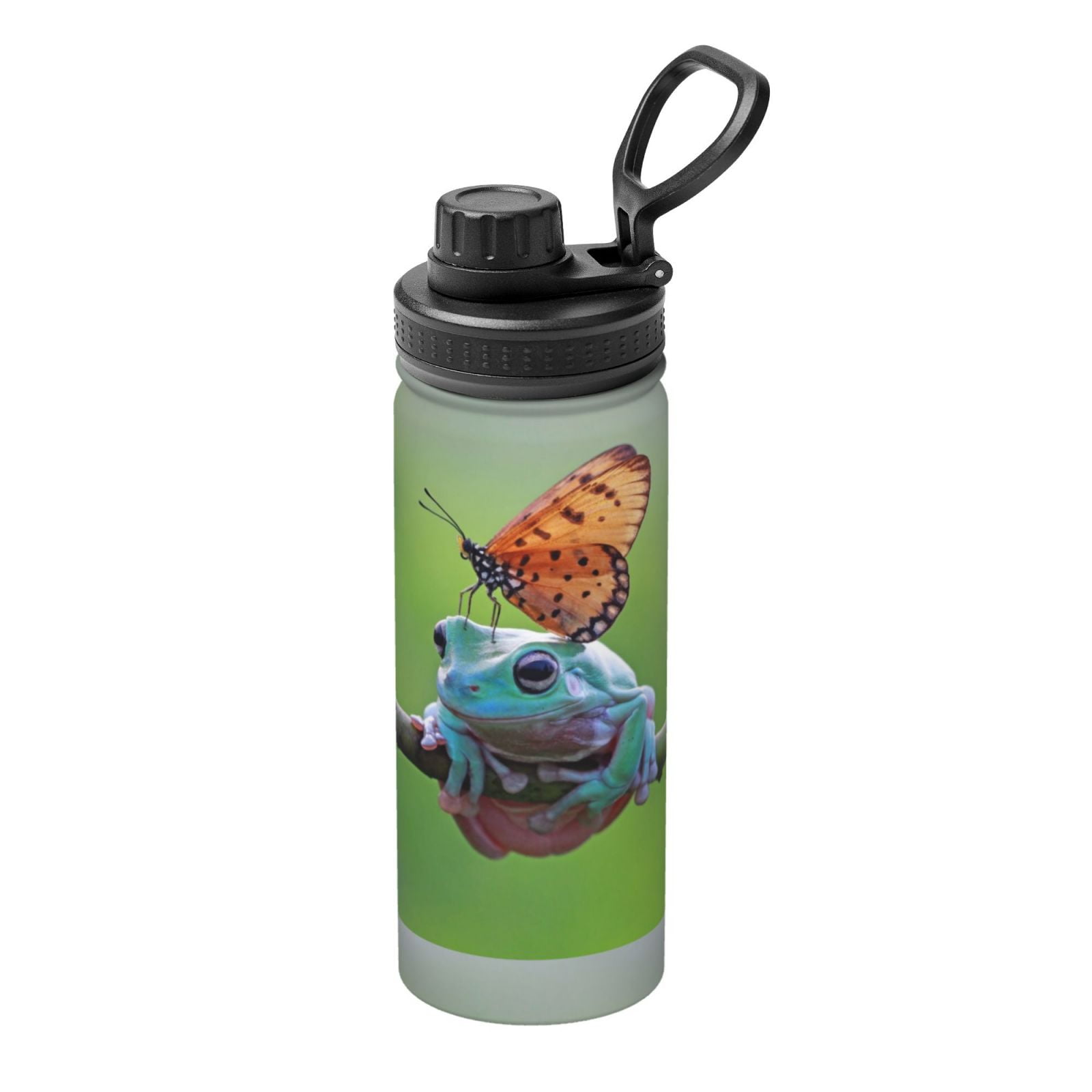 Cauagu Butterfly Landing On Head Dumpy Frog Print 18oz Vacuum Insulated ...