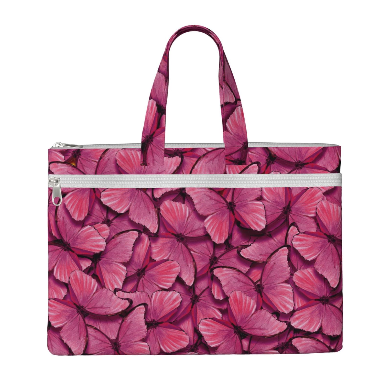 Cauagu Butterfly Pattern Canvas Tote File Bag, Zipper Tote Bag Business ...