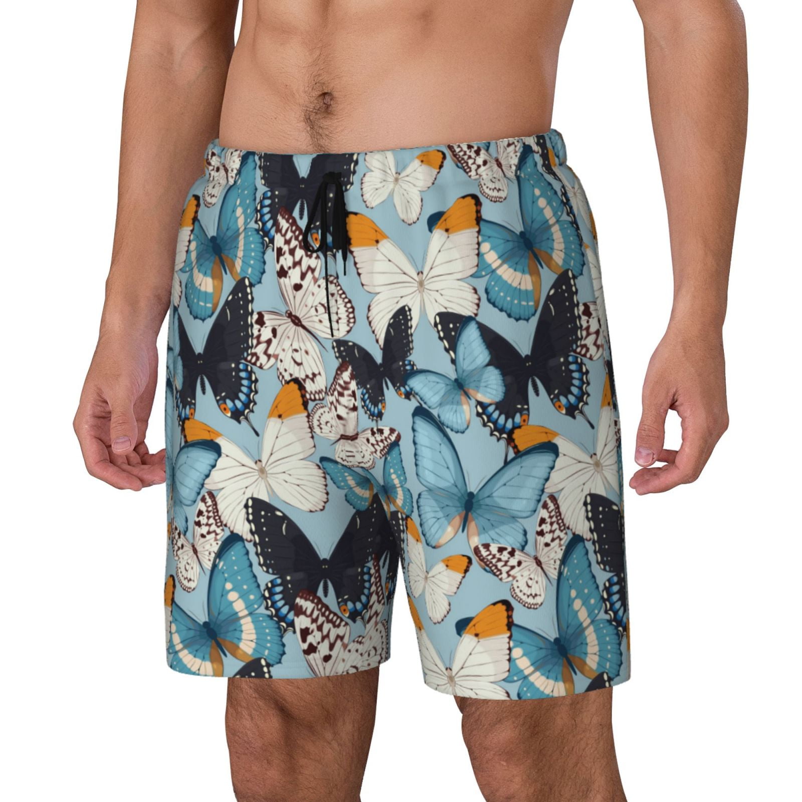 Cauagu Butterflys Print Mens Swim Trunks Quick Dry Board Shorts Swim ...