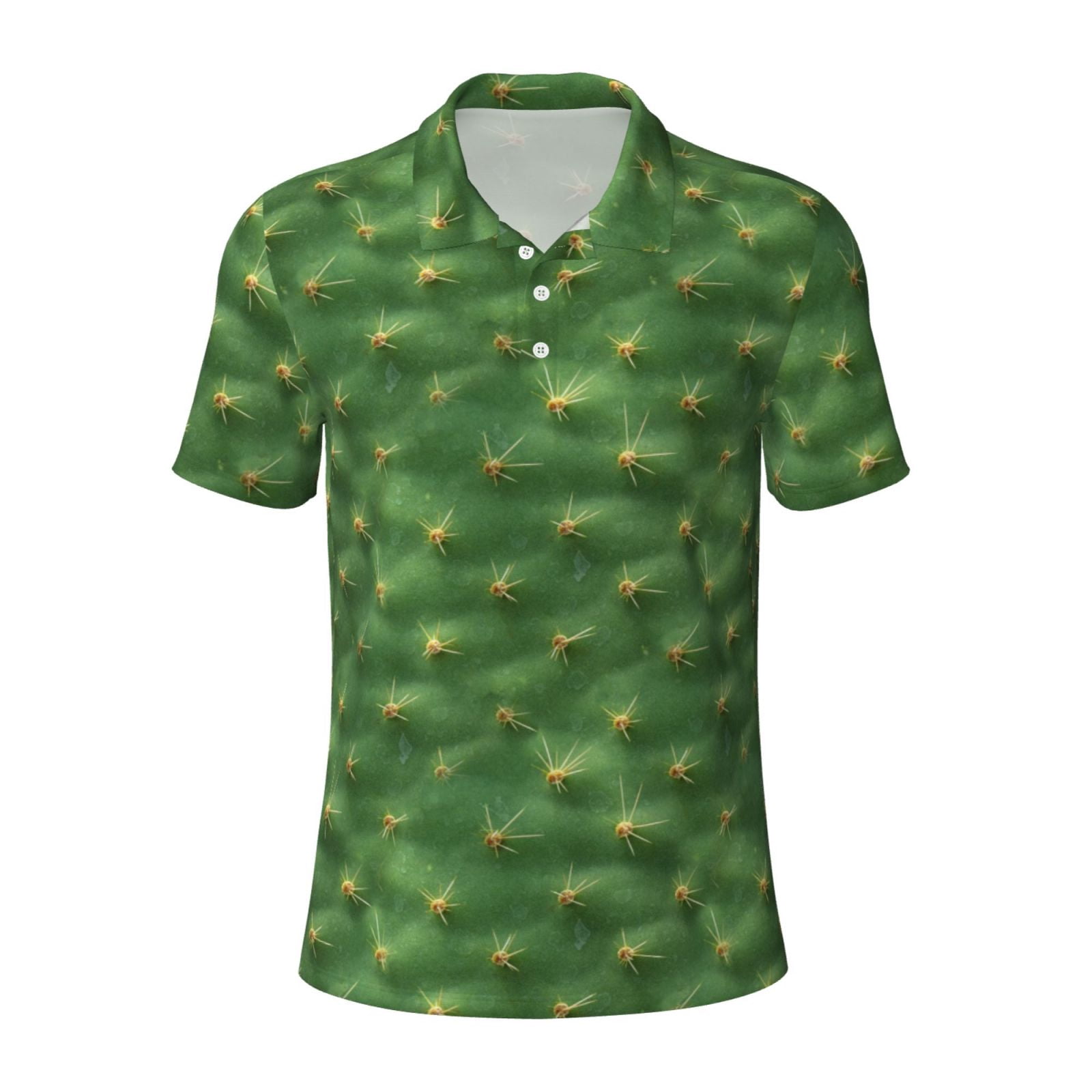 Cauagu Cactus 3 Print Men's Polo Shirts, Short-Sleeve Polo Shirts for ...