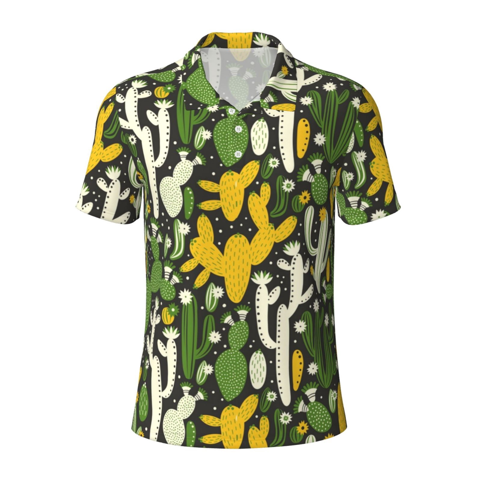 Cauagu Cactus 4 Print Men's Polo Shirts, Short-Sleeve Polo Shirts for ...