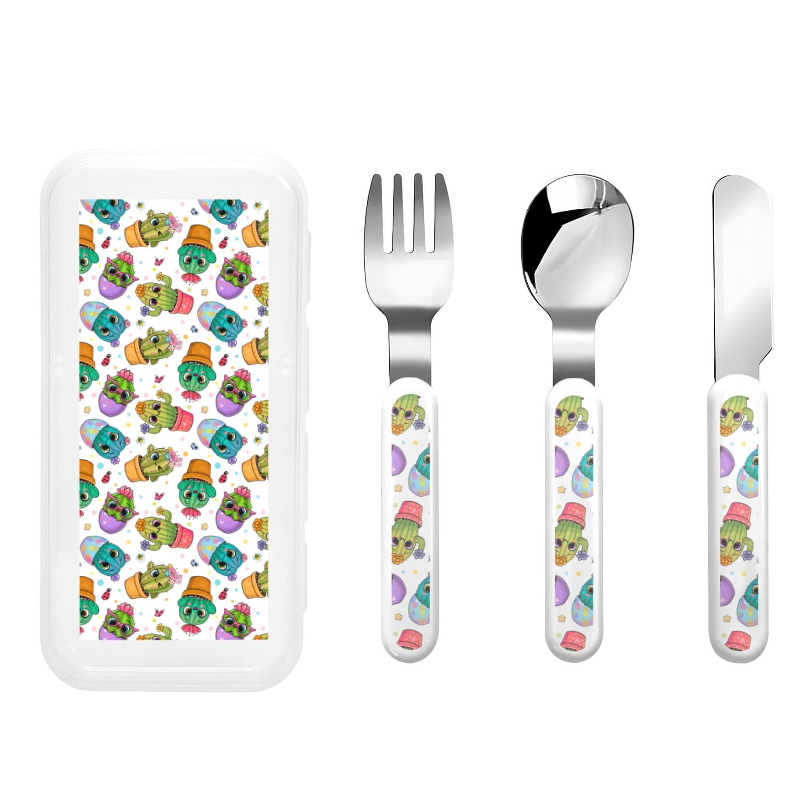Cauagu Cactus And Insects Print 3-Pieces Toddler Cutlery Set , Kids ...