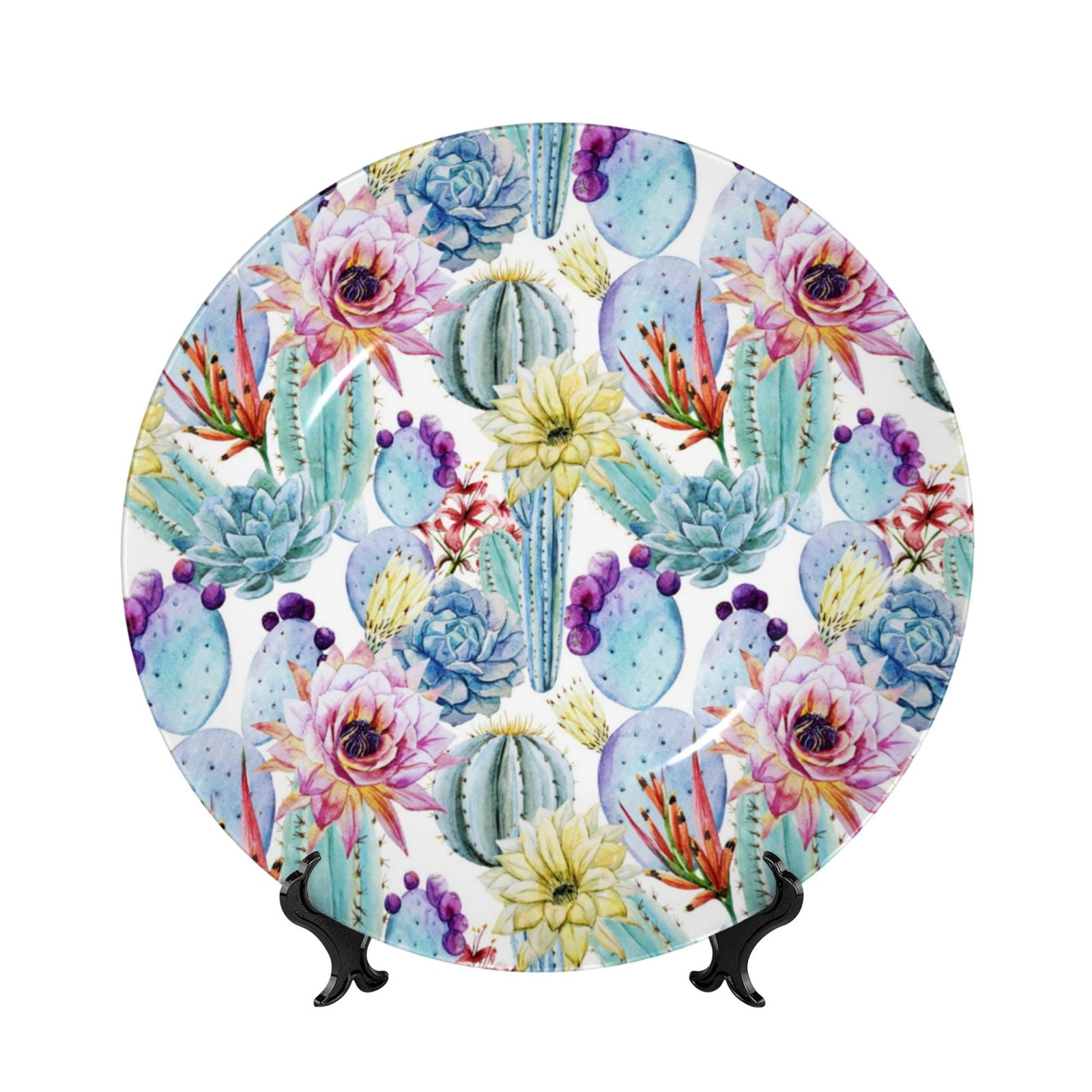 Cauagu Cactus Print Bone China Decorative Plate, Wall Mount Plate ...